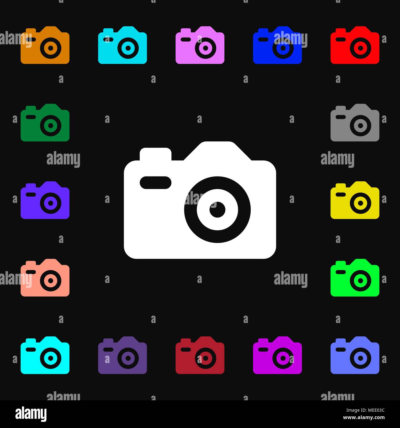 Photo Camera icon sign. Lots of colorful symbols for your design ...