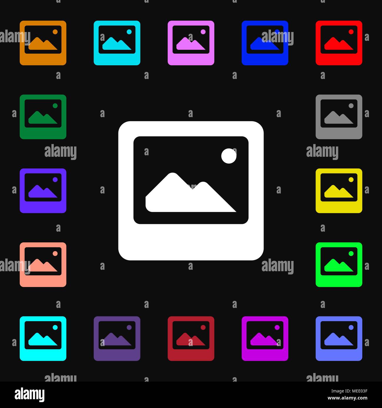 Photo frame template icon sign. Lots of colorful symbols for your ...