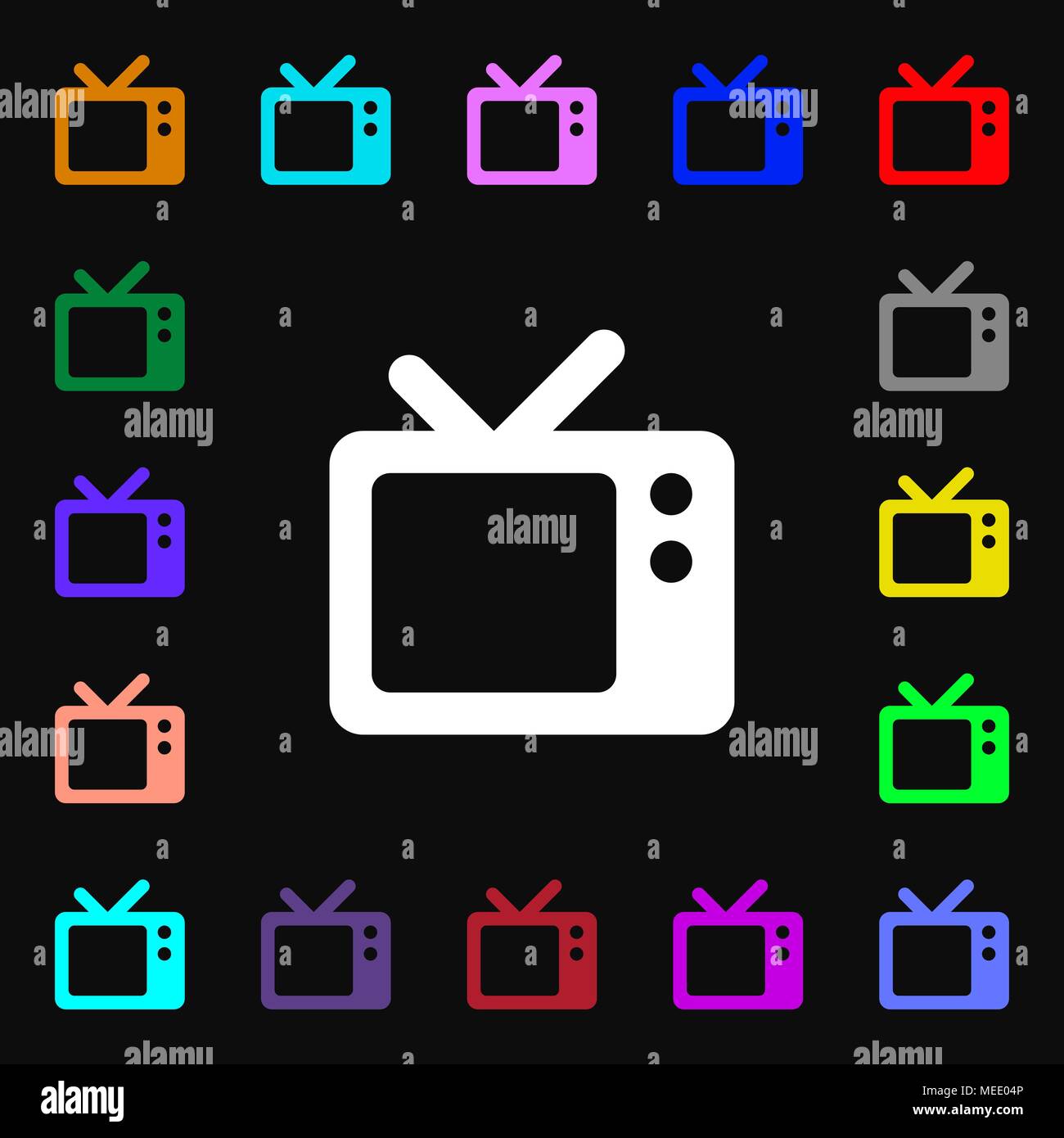 Retro TV icon sign. Lots of colorful symbols for your design. Vector ...