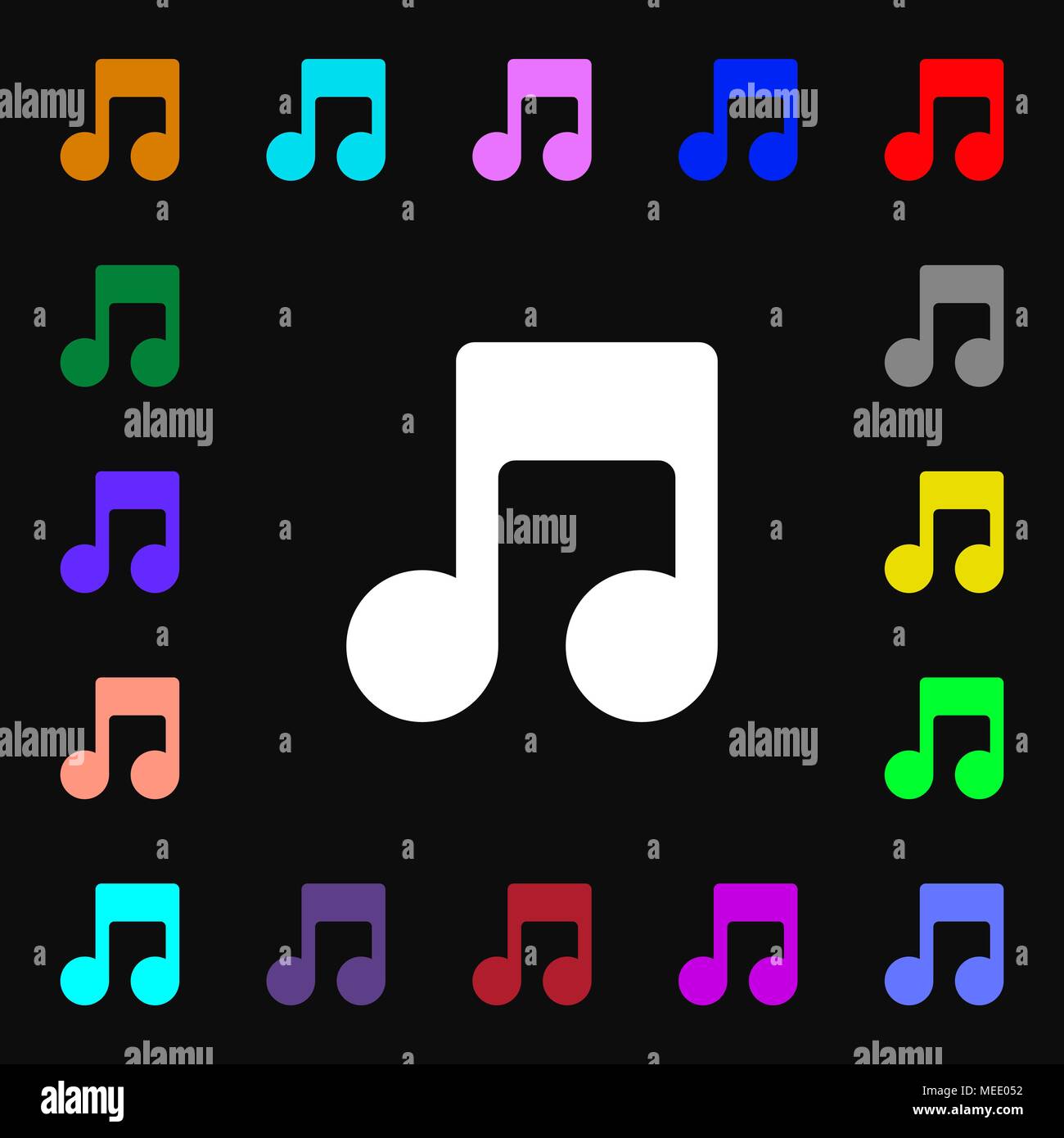Music note icon sign. Lots of colorful symbols for your design. Vector ...