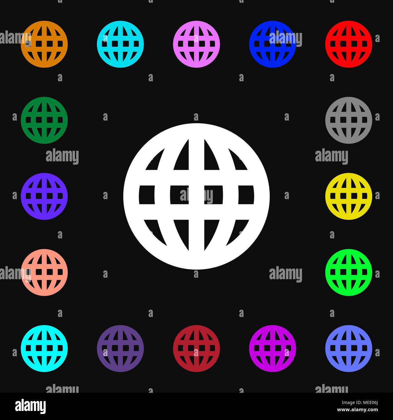 Globe, World map geography icon sign. Lots of colorful symbols for your ...