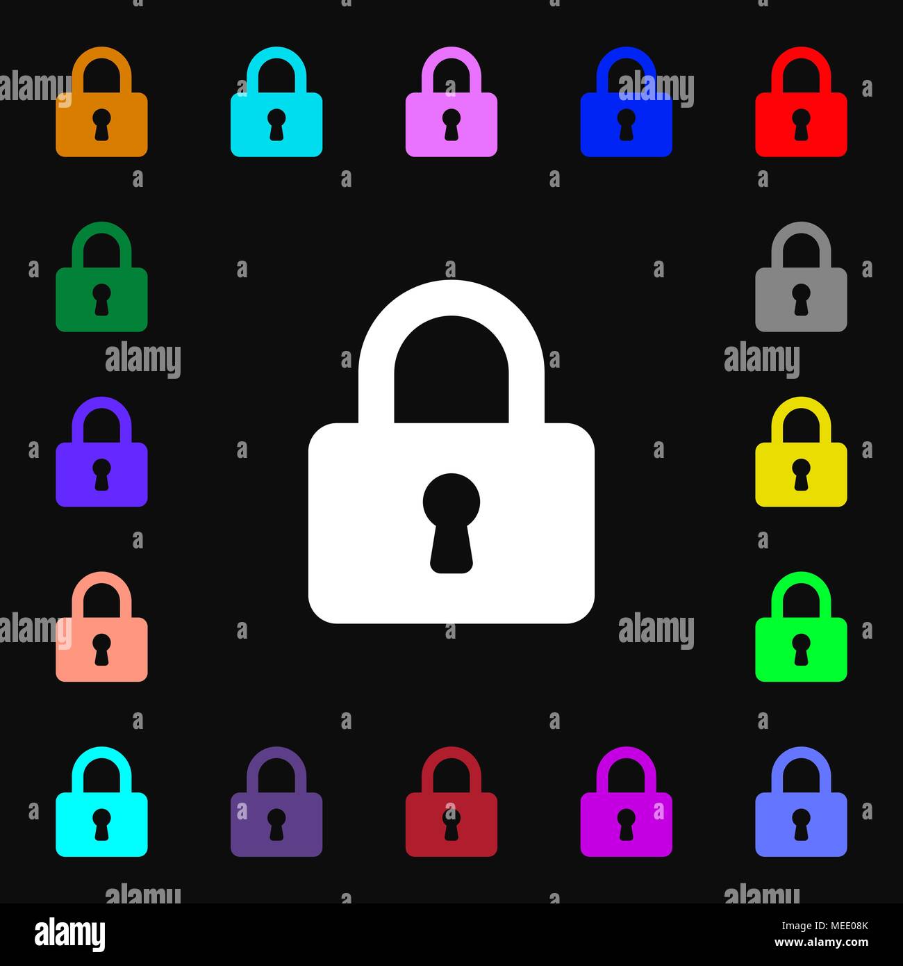 Pad Lock icon sign. Lots of colorful symbols for your design. Vector ...