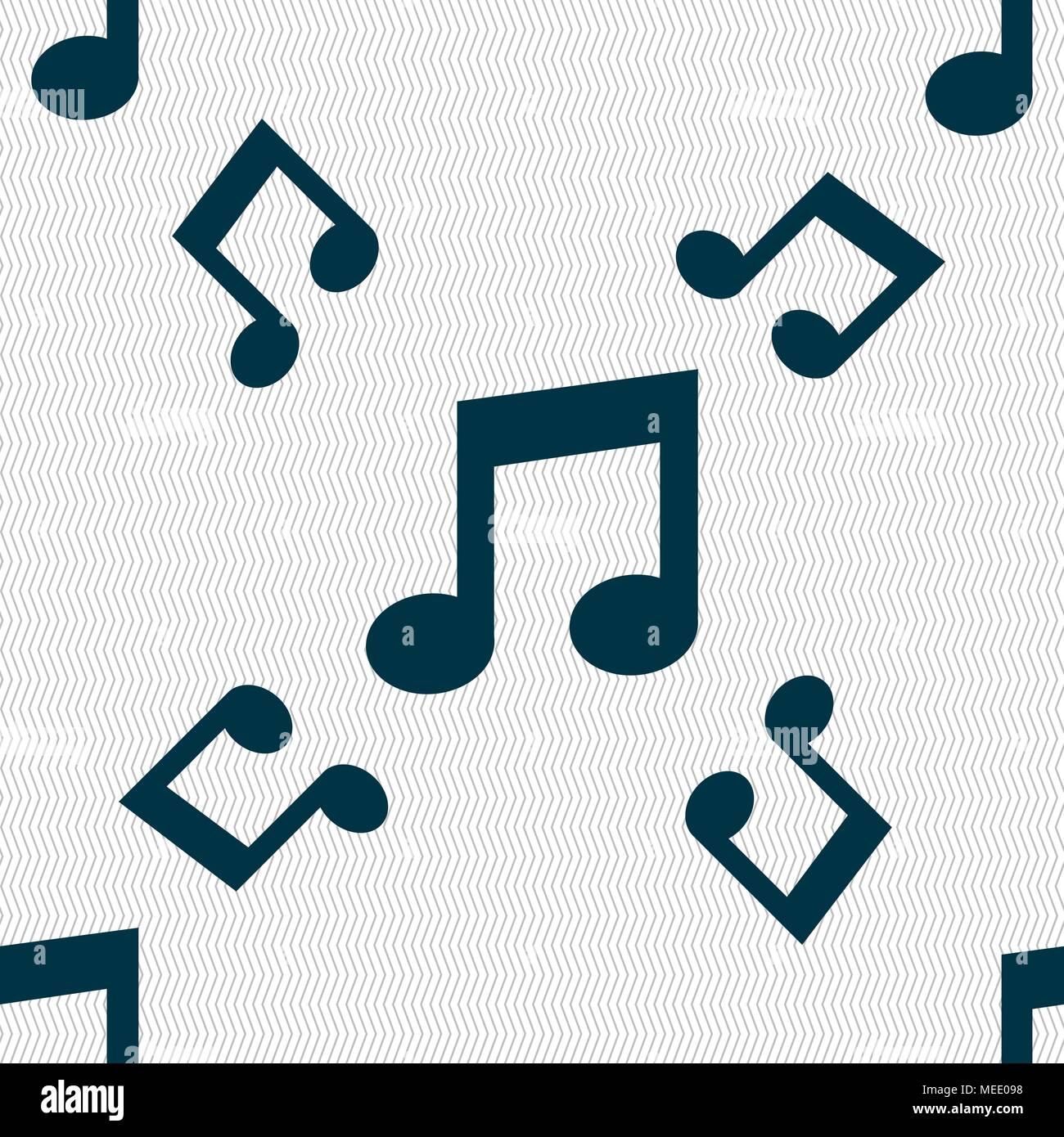 Music note sign icon. Musical symbol. Seamless pattern with geometric ...