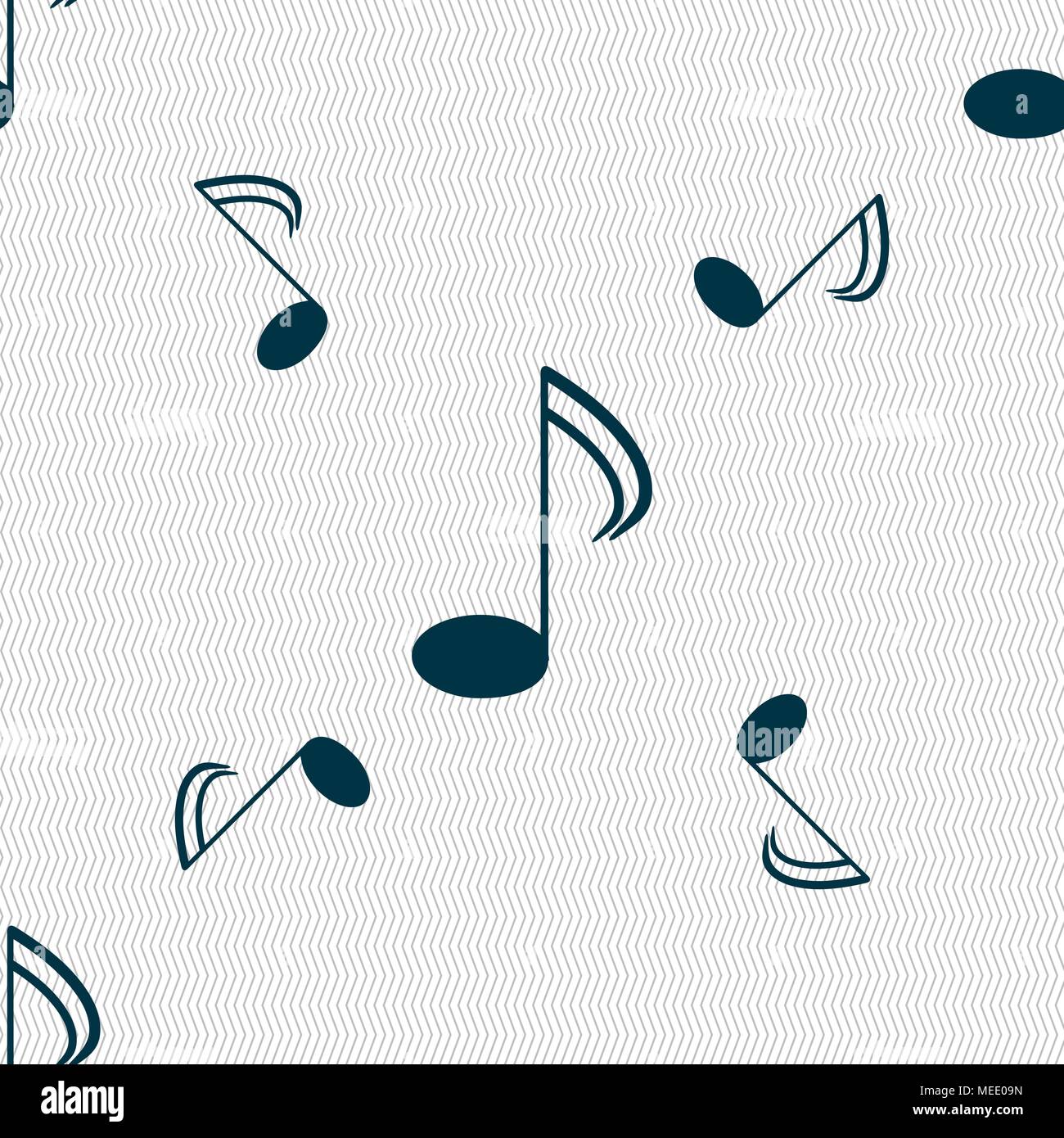 Music note sign icon. Musical symbol. Seamless pattern with geometric ...