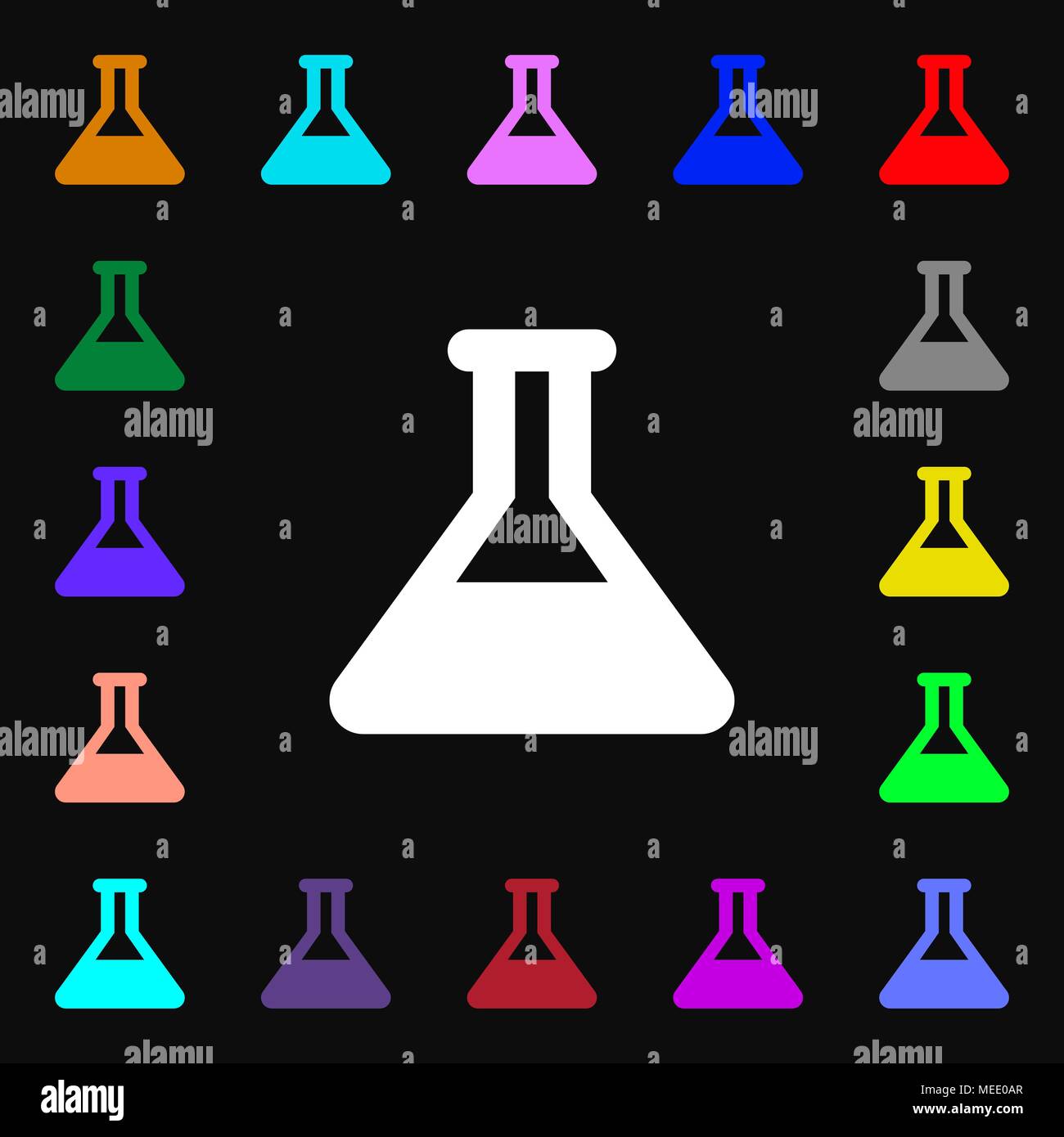 Conical Flask icon sign. Lots of colorful symbols for your design ...