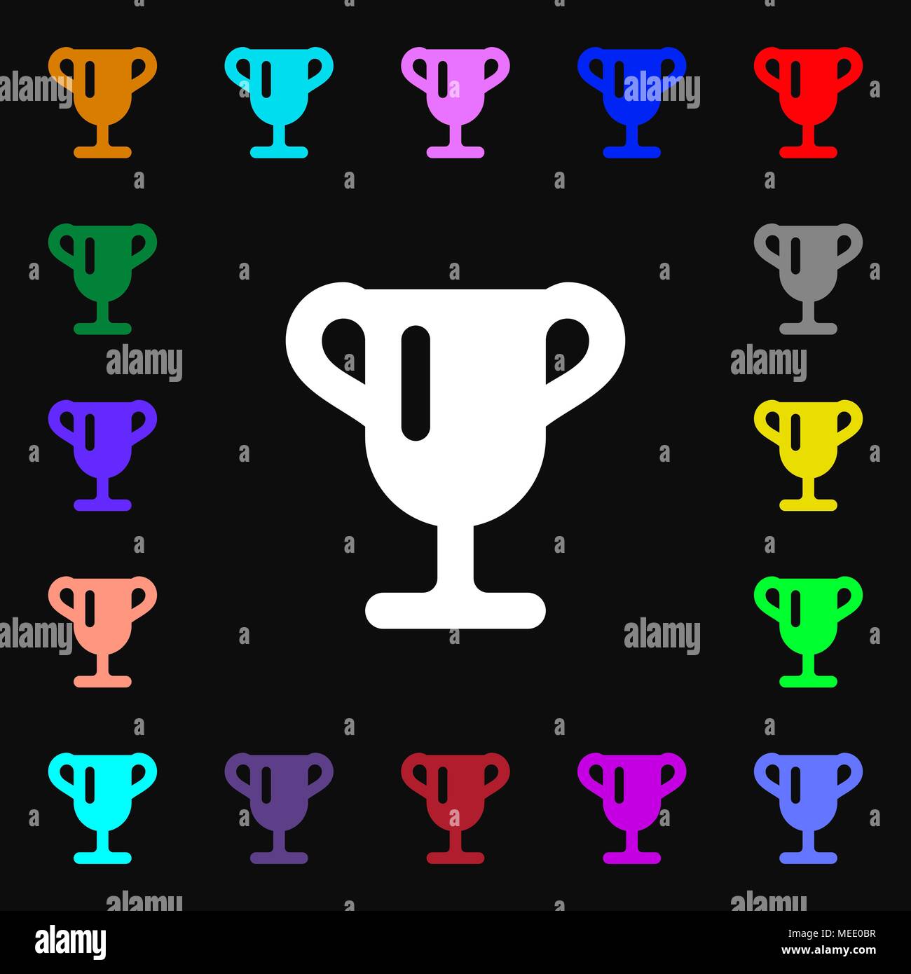 Winner cup, Awarding of winners, Trophy icon sign. Lots of colorful ...