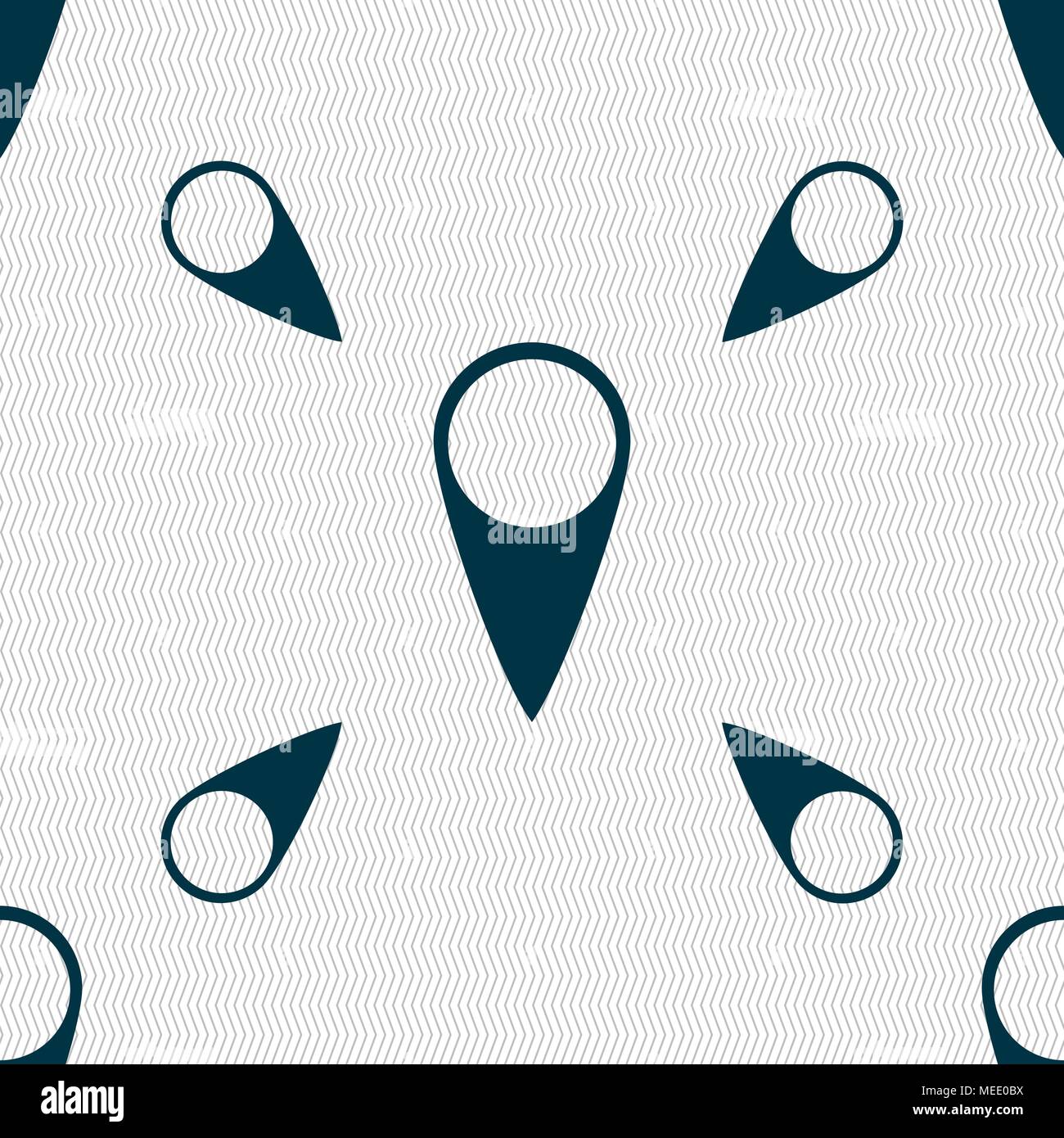 Map pointer icon. GPS location symbol. Seamless pattern with geometric texture. Vector ...