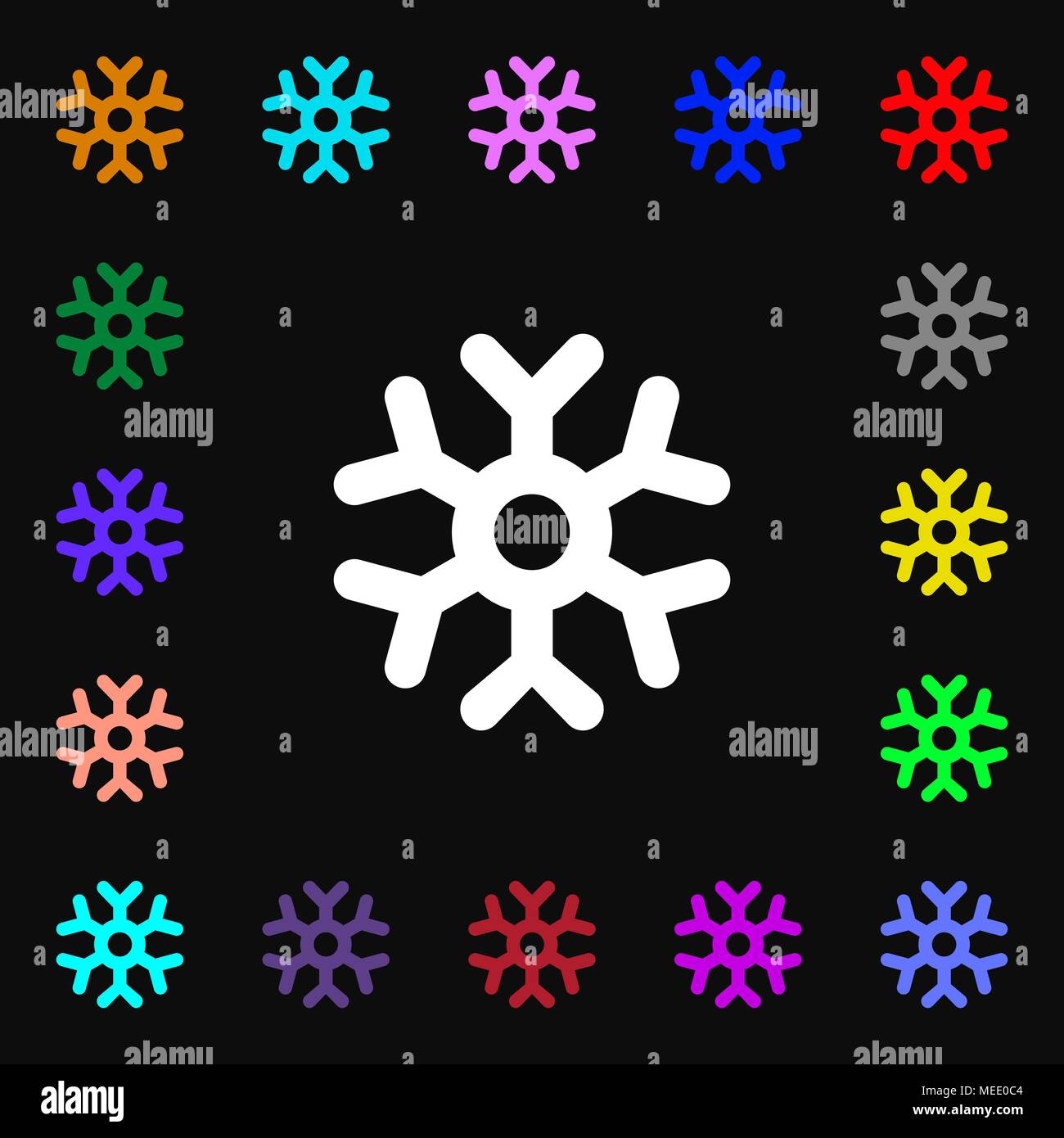 snowflake icon sign. Lots of colorful symbols for your design. Vector ...