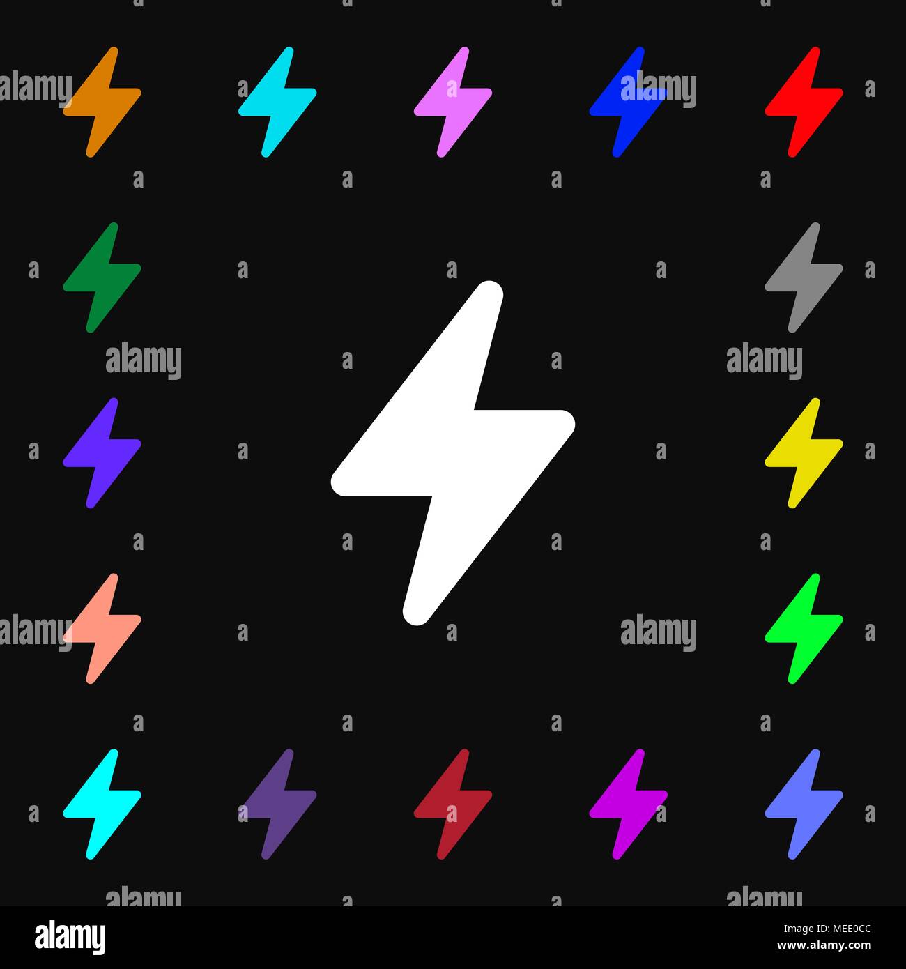 Photo flash icon sign. Lots of colorful symbols for your design. Vector ...