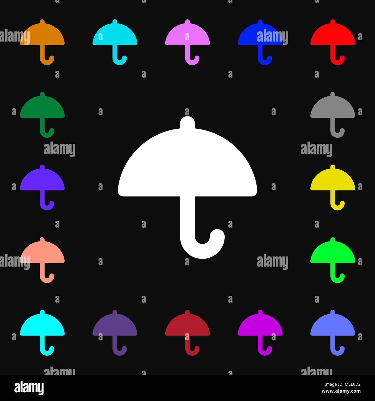 Umbrella icon sign. Lots of colorful symbols for your design. Vector ...