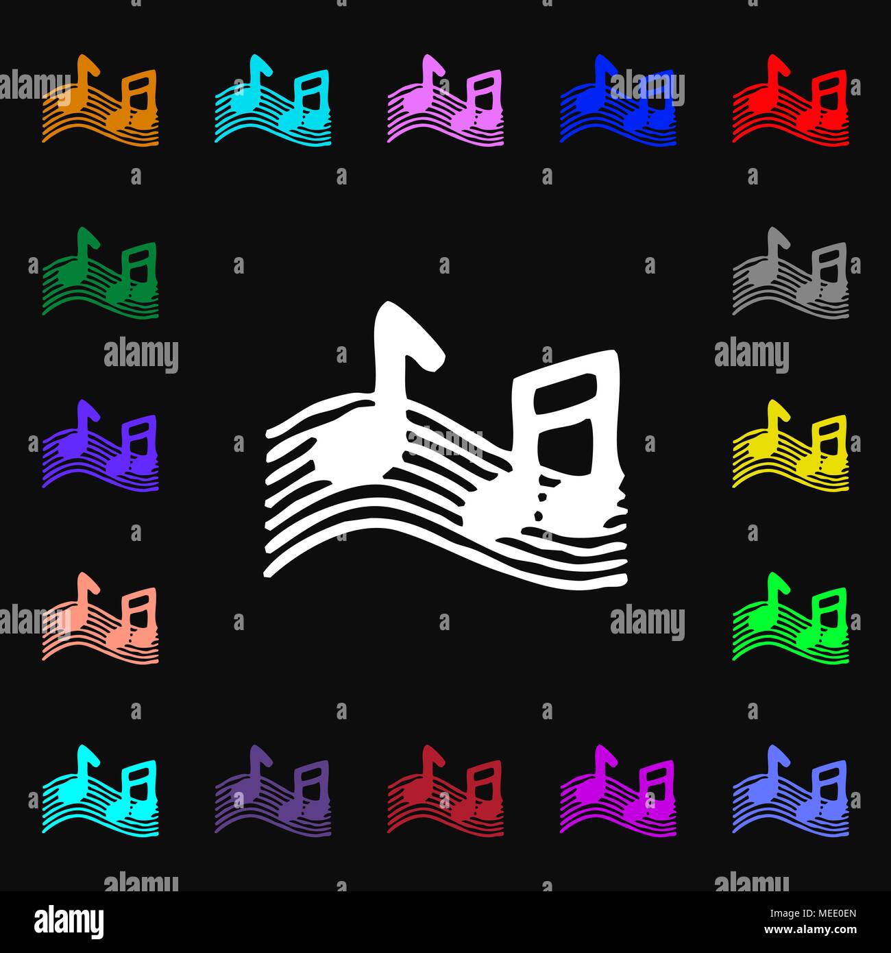musical note, music, ringtone icon sign. Lots of colorful symbols for ...