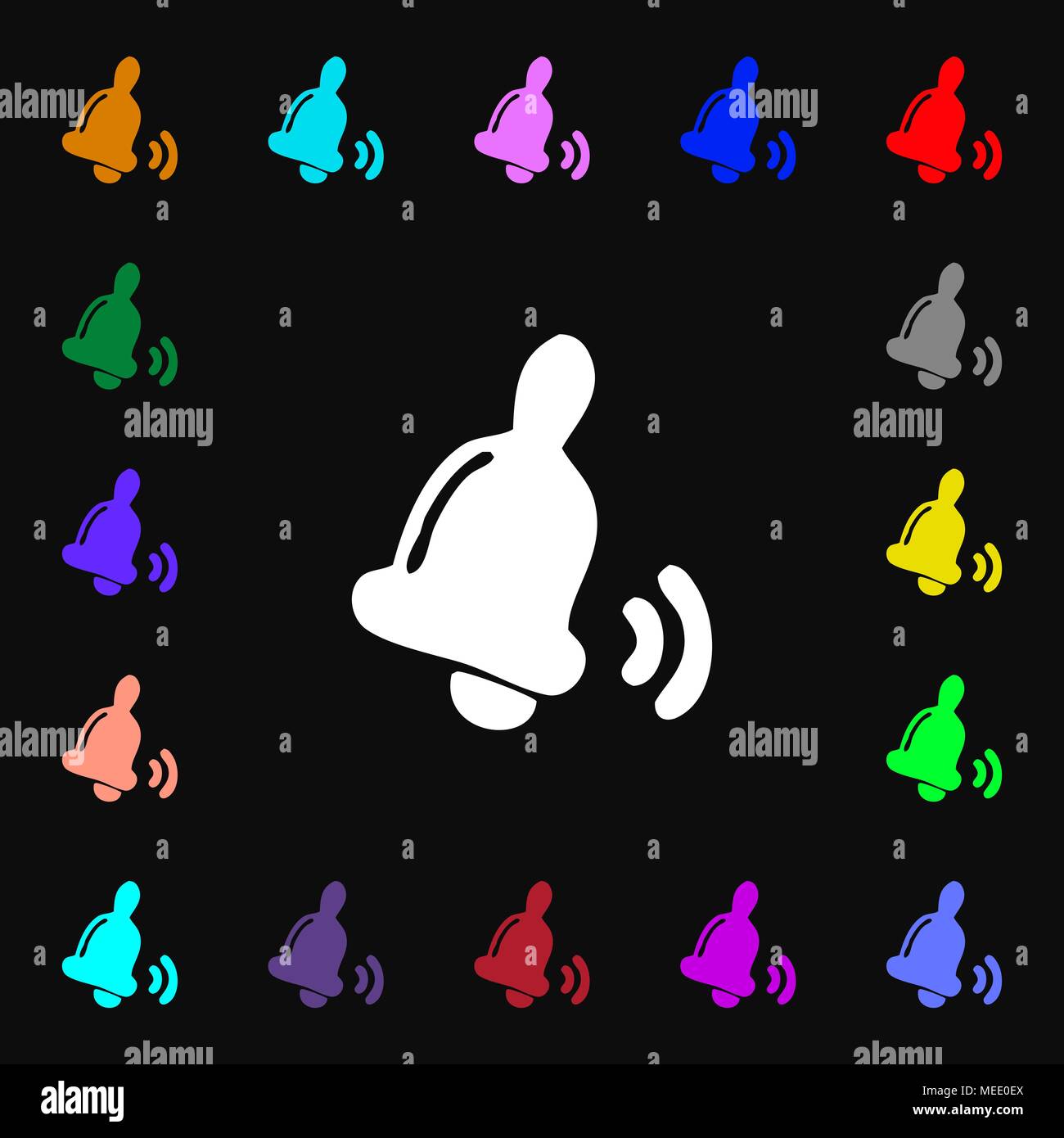 Bell icon sign. Lots of colorful symbols for your design. Vector ...