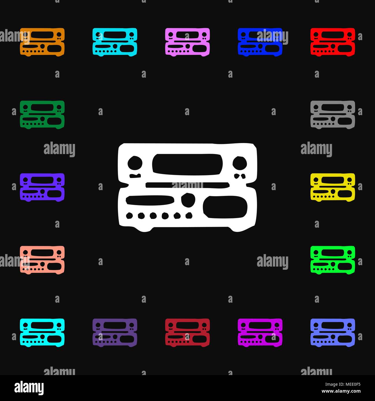radio, receiver, amplifier icon sign. Lots of colorful symbols for your ...