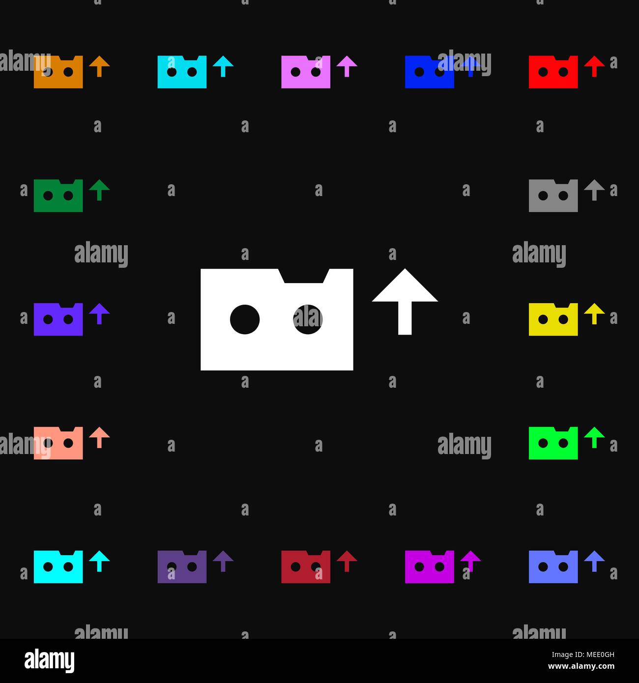 audio cassette icon sign. Lots of colorful symbols for your design ...