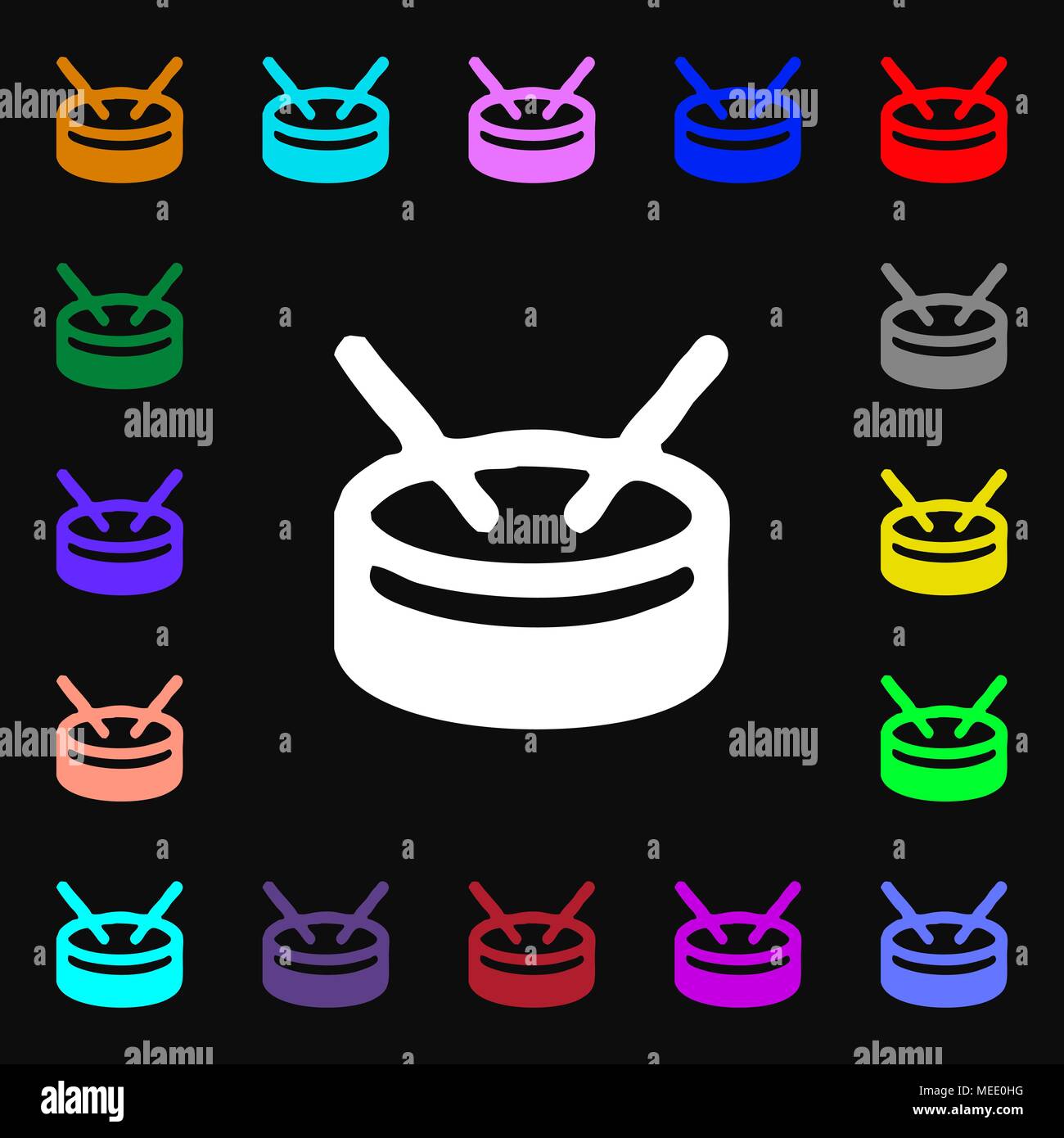 drum icon sign. Lots of colorful symbols for your design. Vector ...