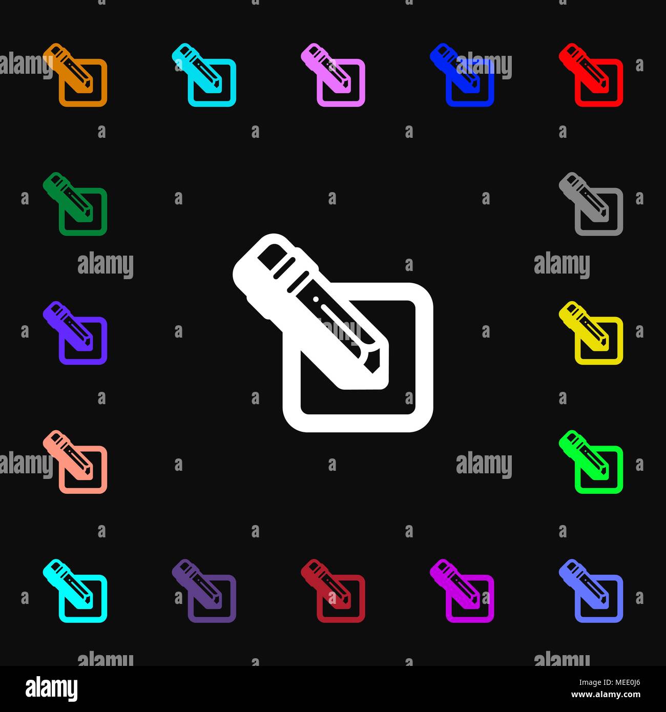 pencil icon sign. Lots of colorful symbols for your design. Vector ...