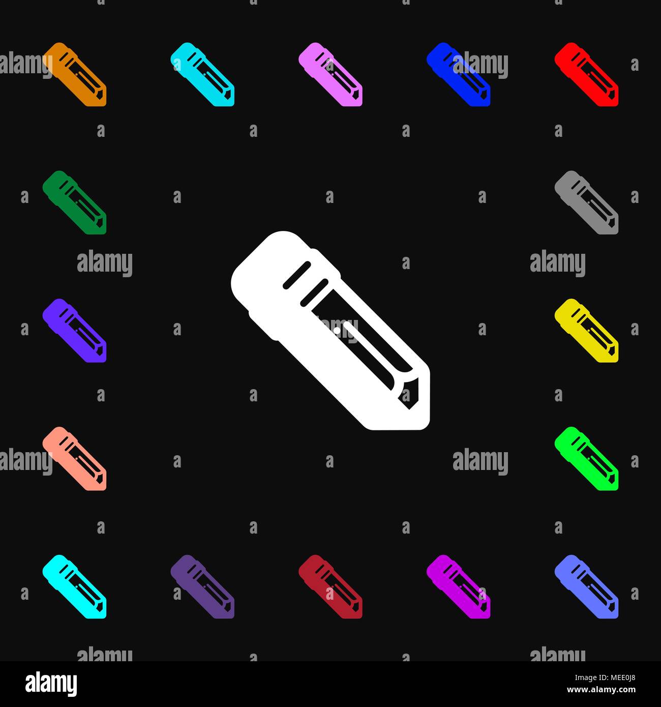 pencil icon sign. Lots of colorful symbols for your design. Vector ...