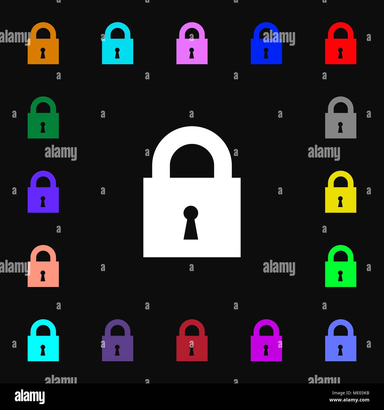 closed lock icon sign. Lots of colorful symbols for your design. Vector ...