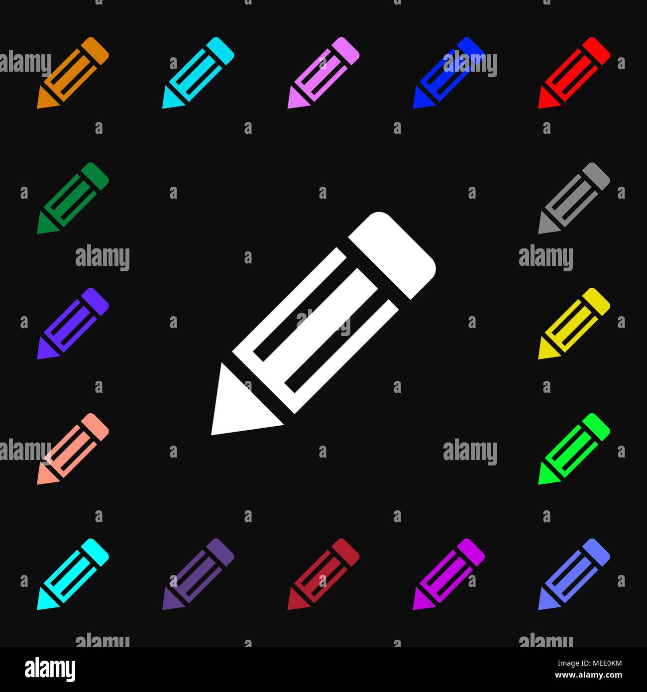 pencil icon sign. Lots of colorful symbols for your design. Vector ...