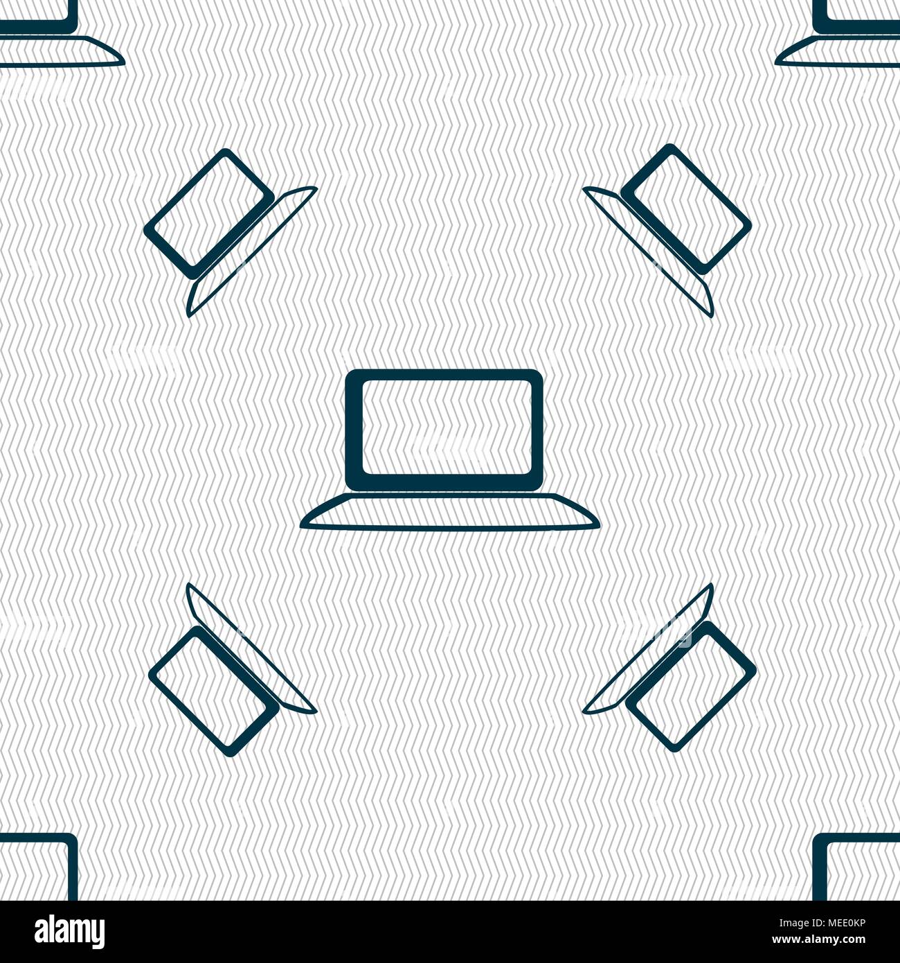 Laptop sign icon. Notebook pc with graph symbol. Monitoring. Seamless ...