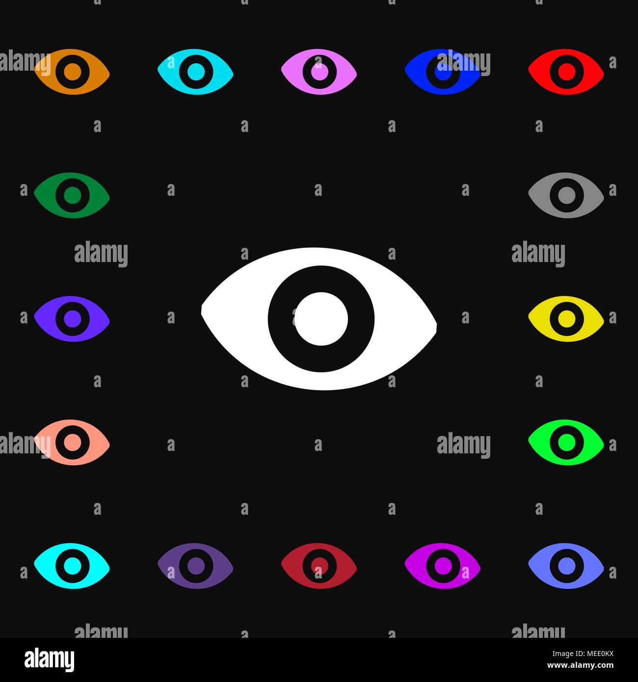 sixth sense, the eye icon sign. Lots of colorful symbols for your ...