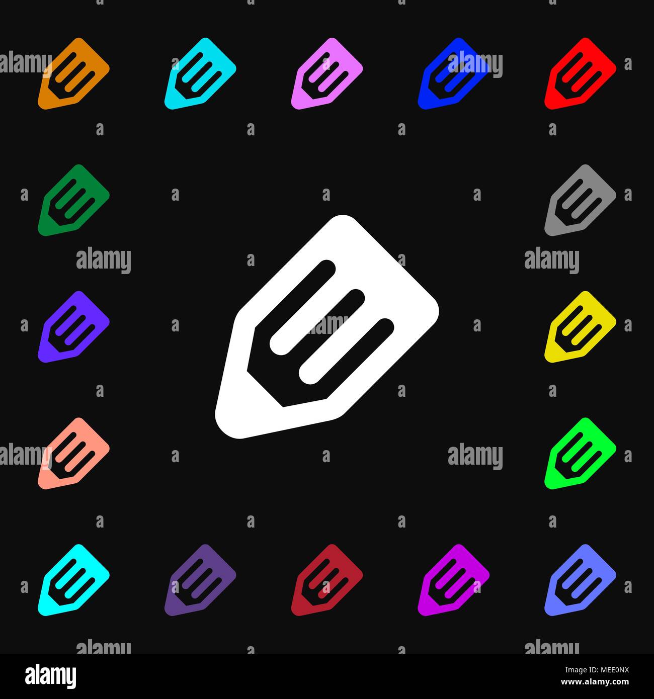 pencil icon sign. Lots of colorful symbols for your design. Vector ...