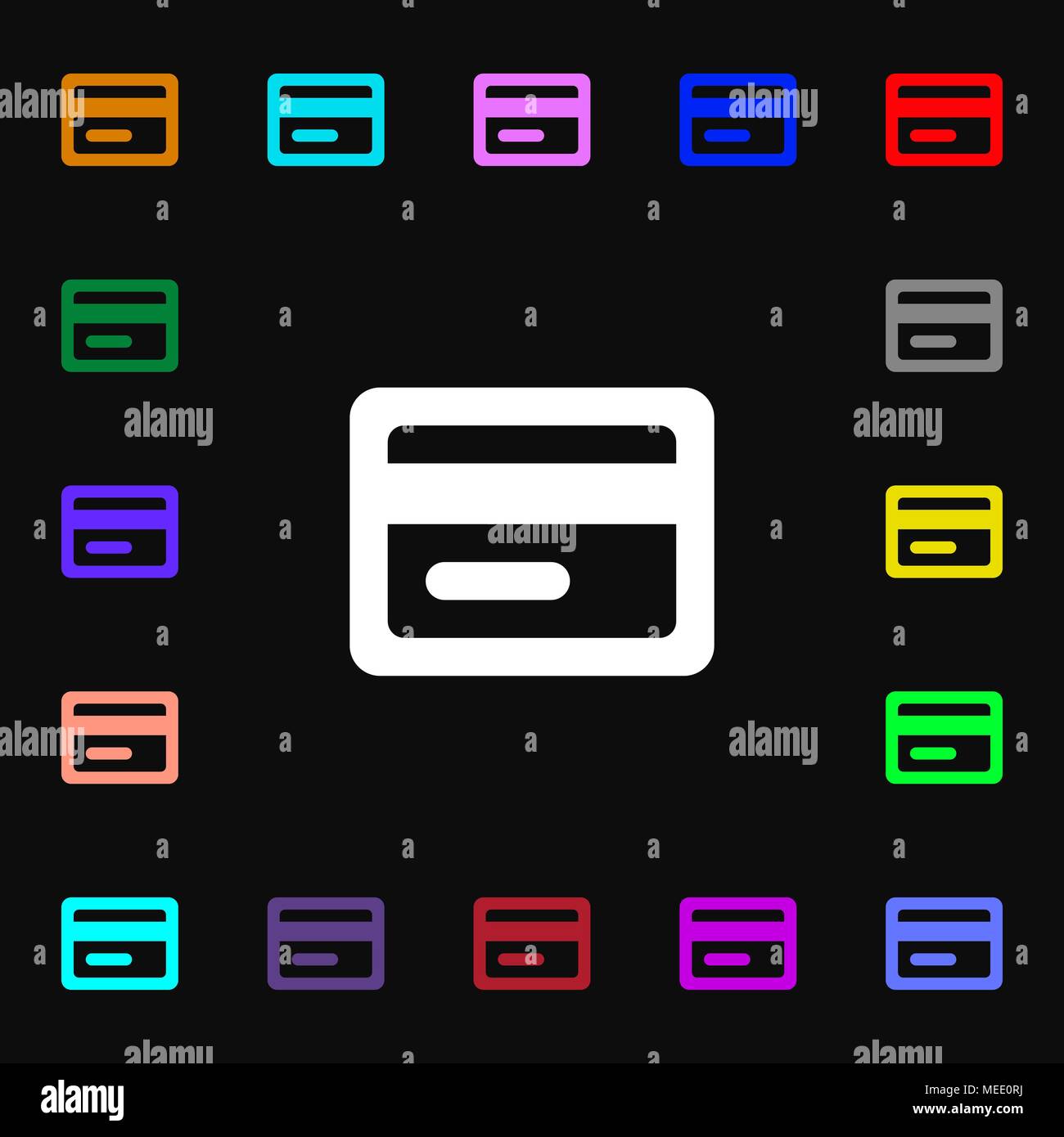 credit card icon sign. Lots of colorful symbols for your design. Vector ...