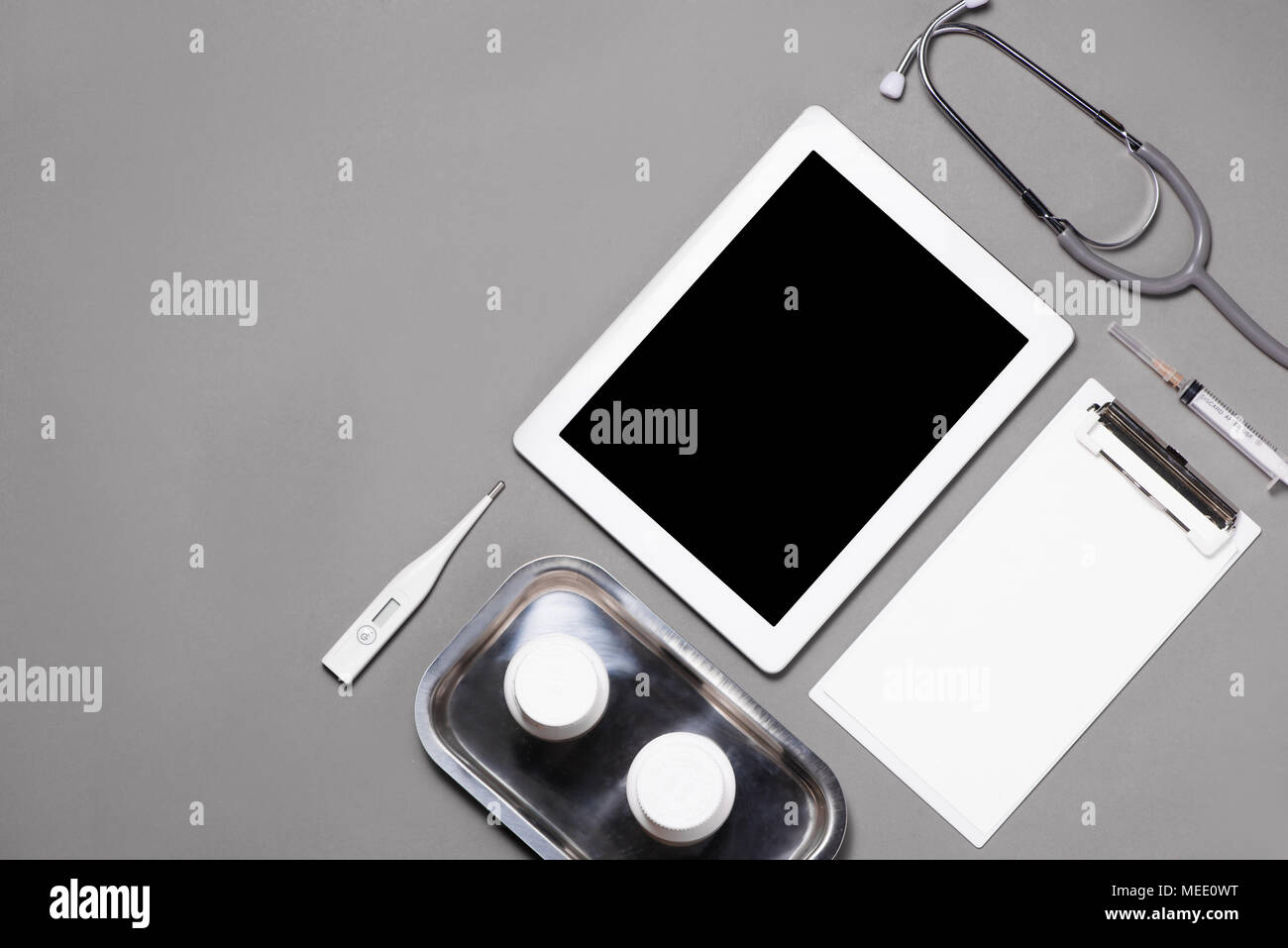 Medical concept. Stethoscope and pill. Top view Stock Photo - Alamy