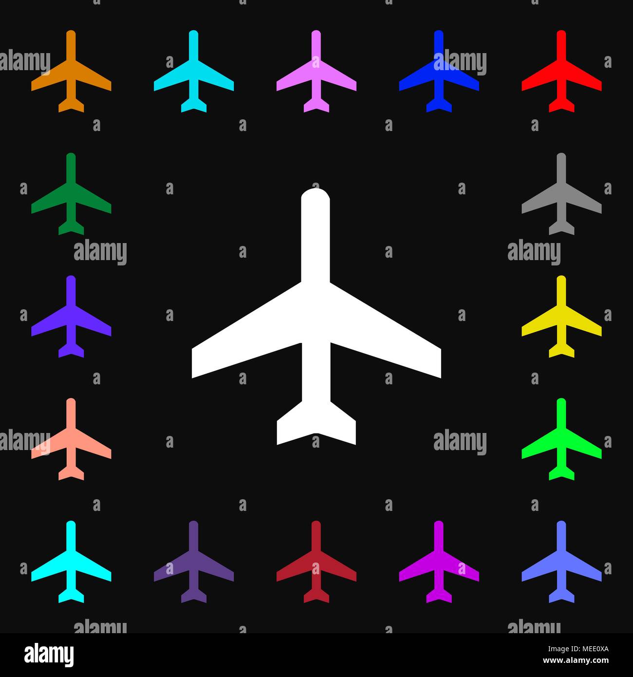 airplane icon sign. Lots of colorful symbols for your design. Vector ...
