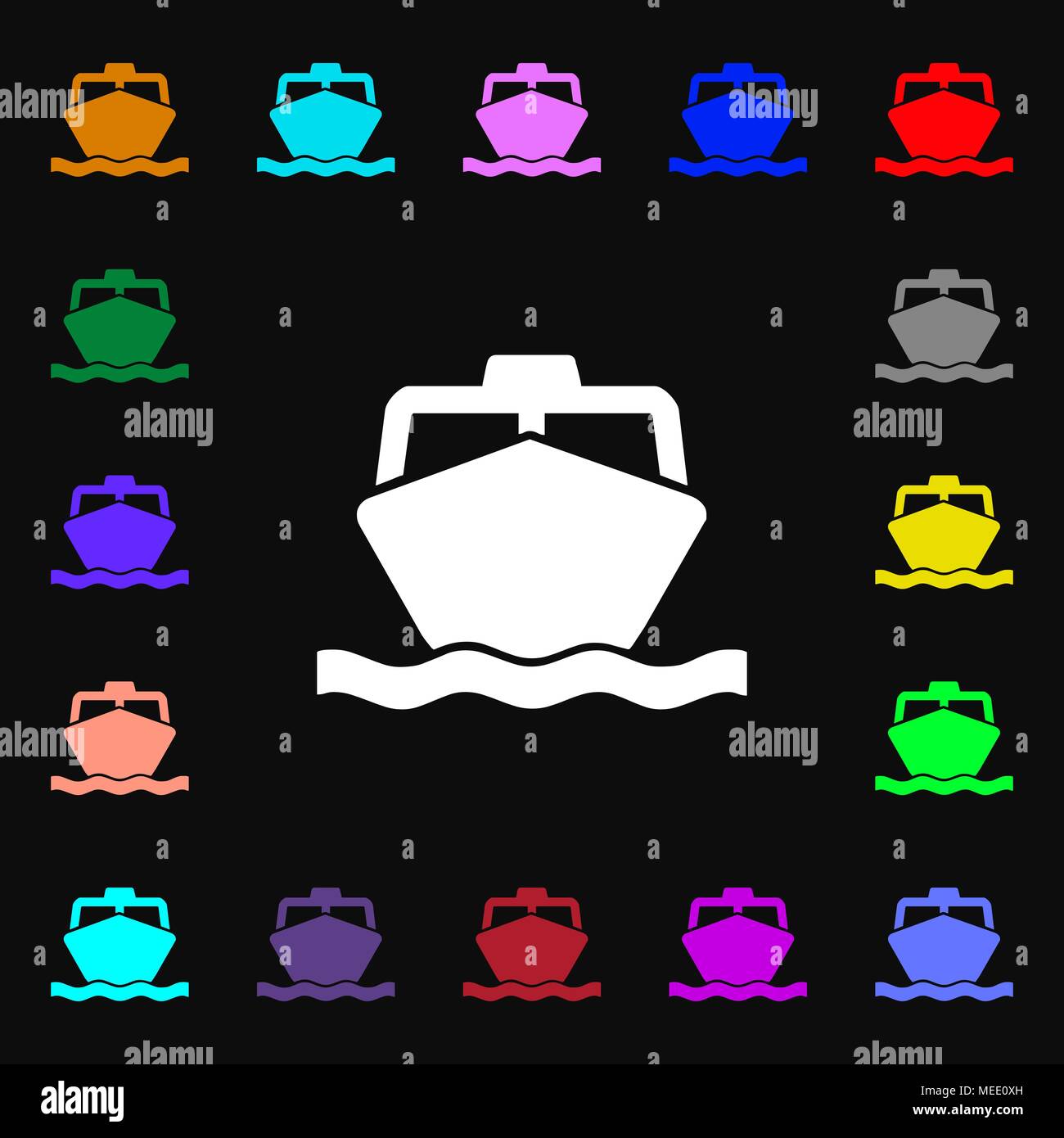 the boat icon sign. Lots of colorful symbols for your design. Vector ...