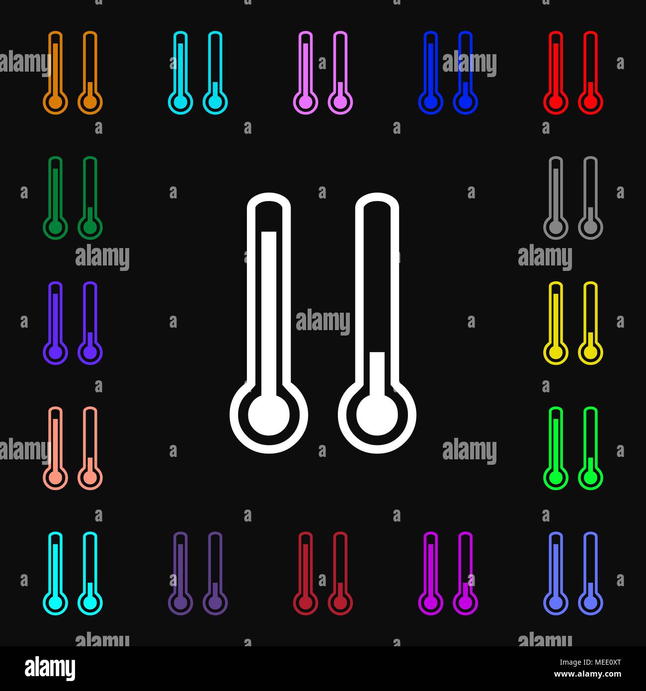 thermometer temperature icon sign. Lots of colorful symbols for your ...