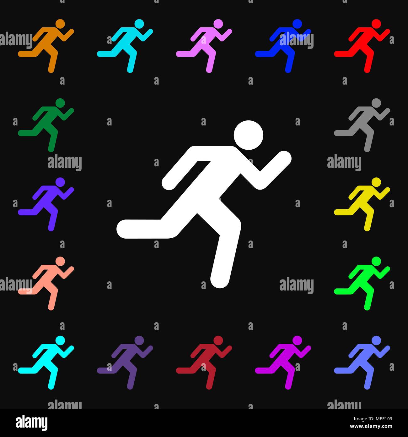 running man icon sign. Lots of colorful symbols for your design. Vector ...