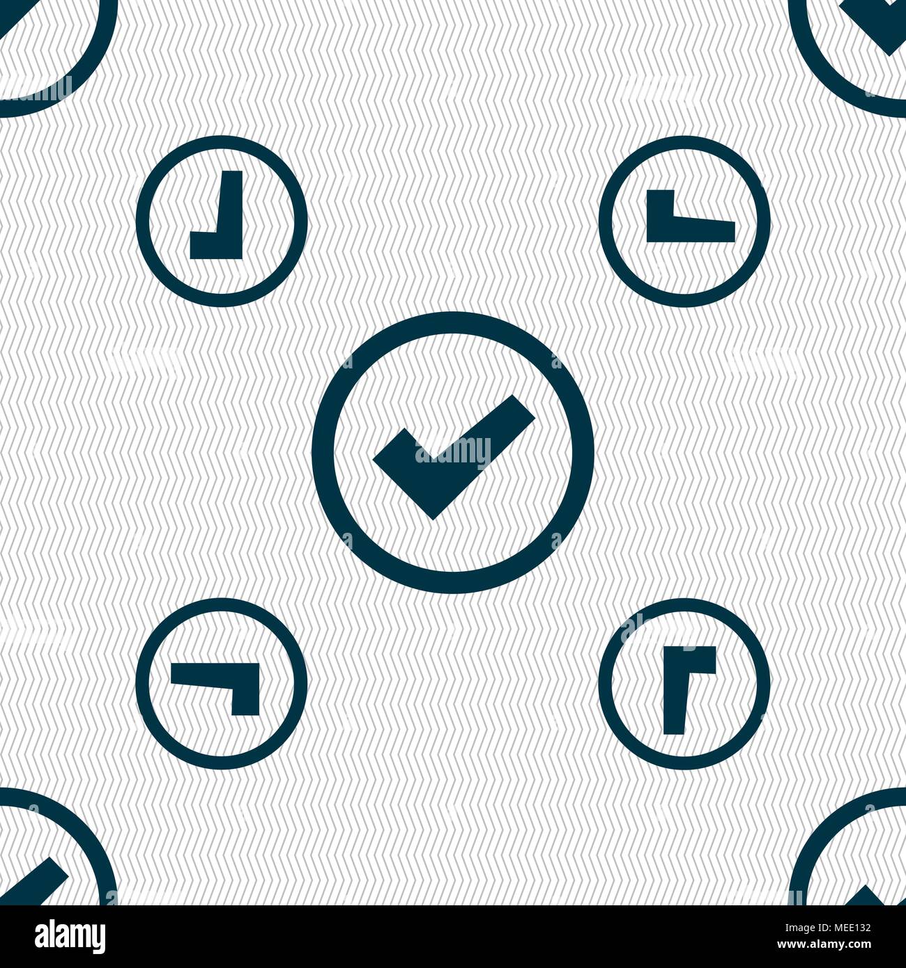 Check mark sign icon . Confirm approved symbol. Seamless pattern with ...