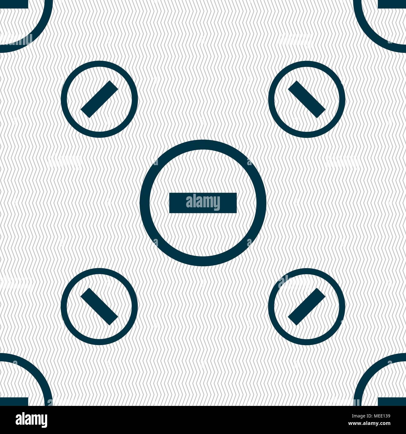 Minus sign icon. Negative symbol. Zoom out. Seamless pattern with ...