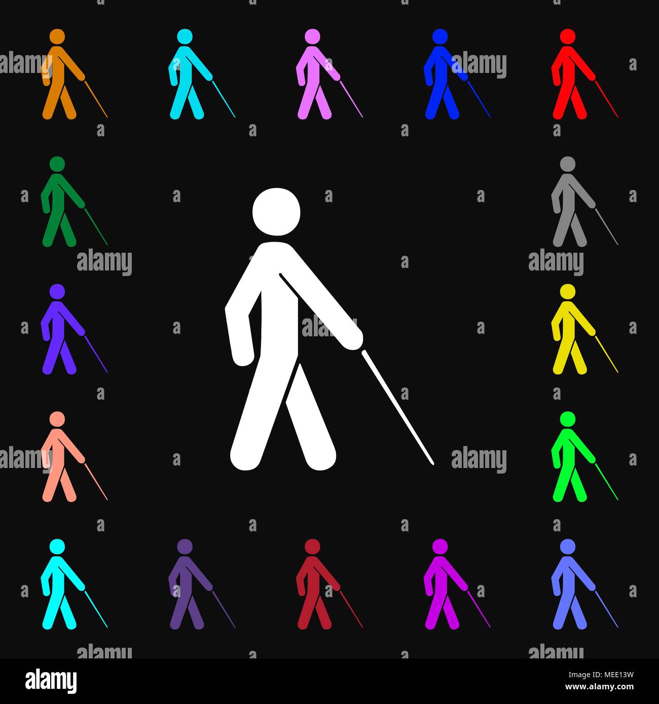 blind icon sign. Lots of colorful symbols for your design. Vector ...