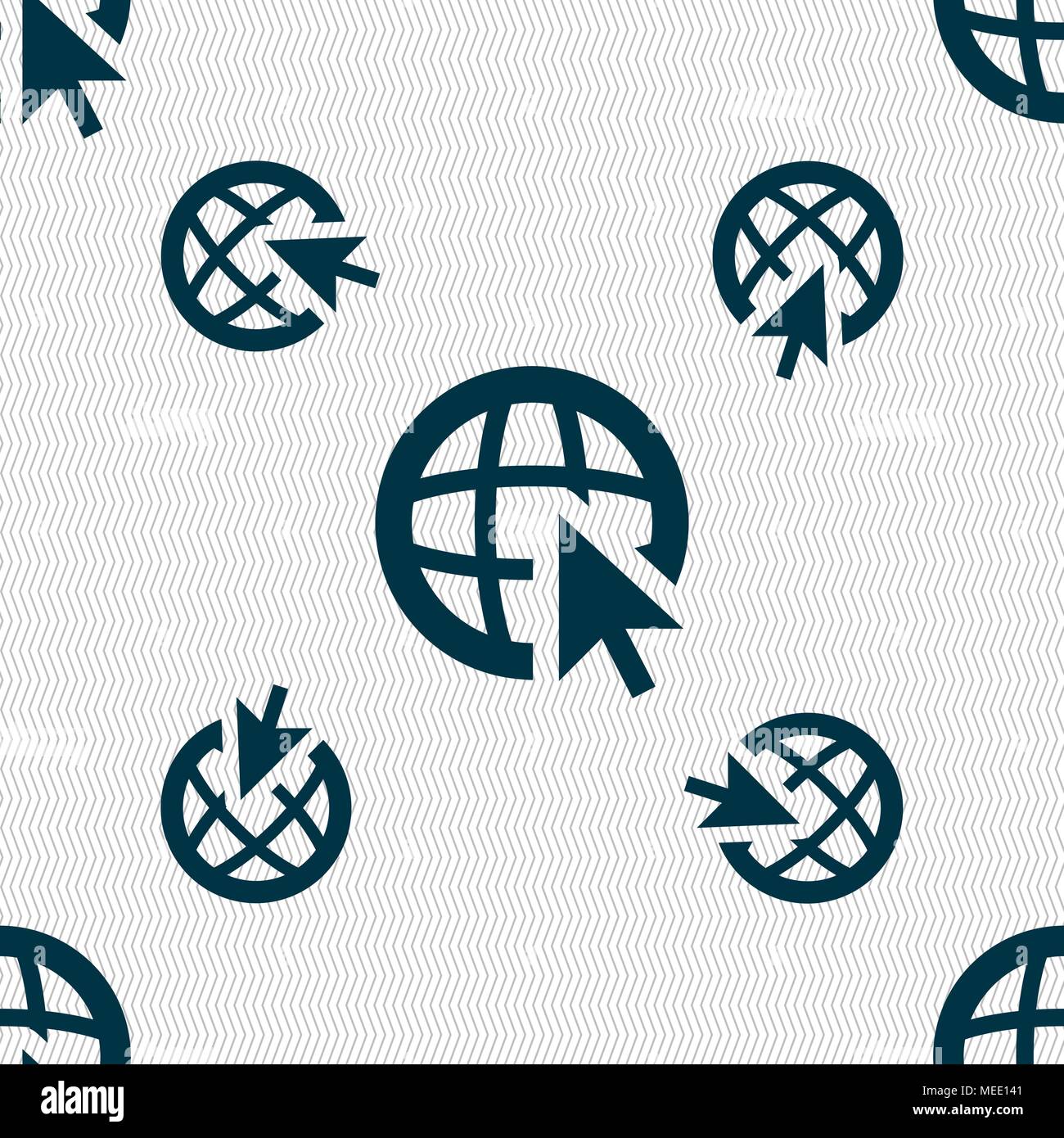 Internet sign icon. World wide web symbol. Cursor pointer. Seamless pattern with geometric ...