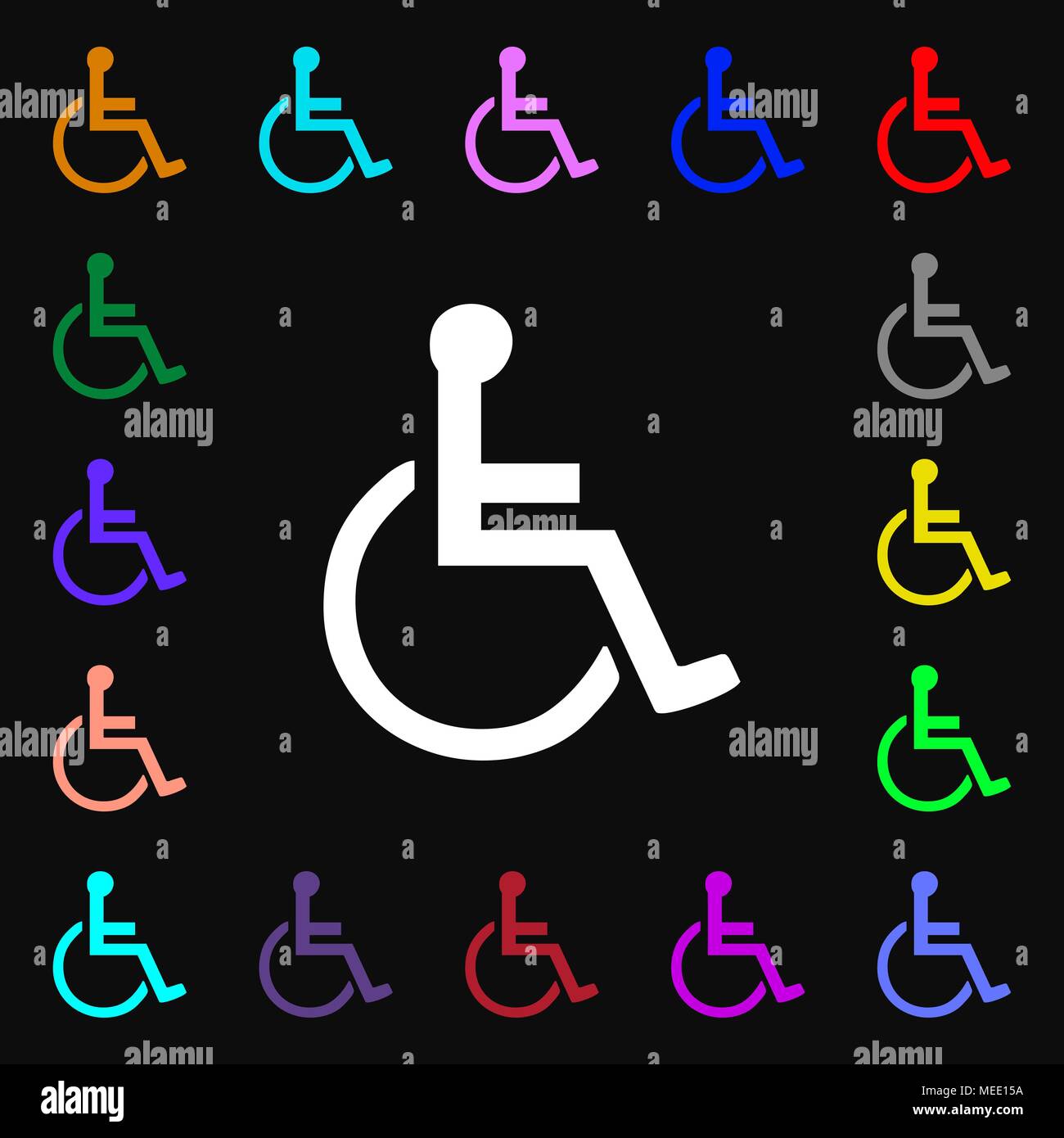disabled icon sign. Lots of colorful symbols for your design. Vector ...