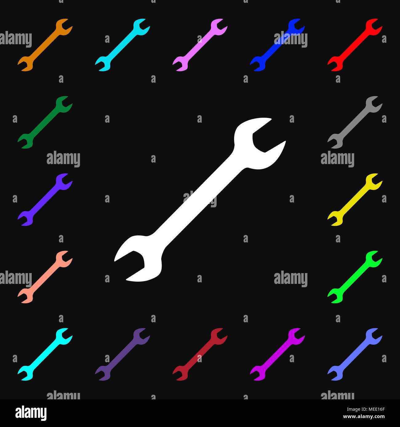 wrench icon sign. Lots of colorful symbols for your design. Vector ...