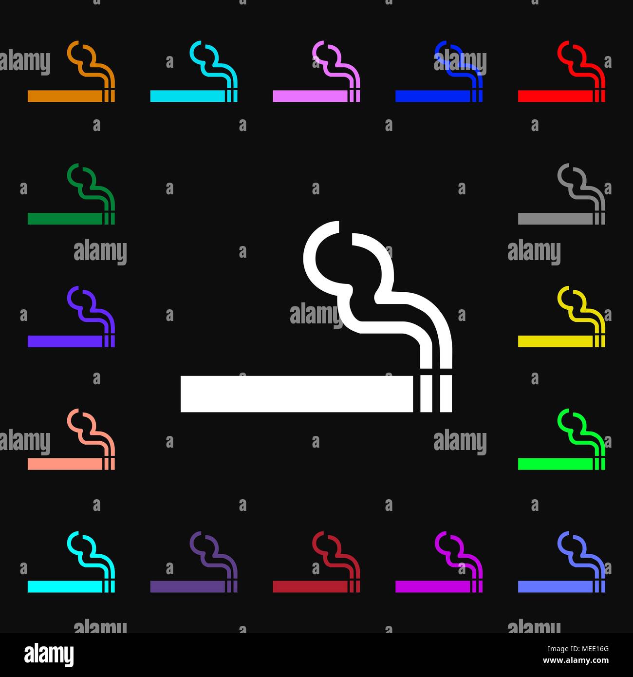 cigarette smoke icon sign. Lots of colorful symbols for your design ...