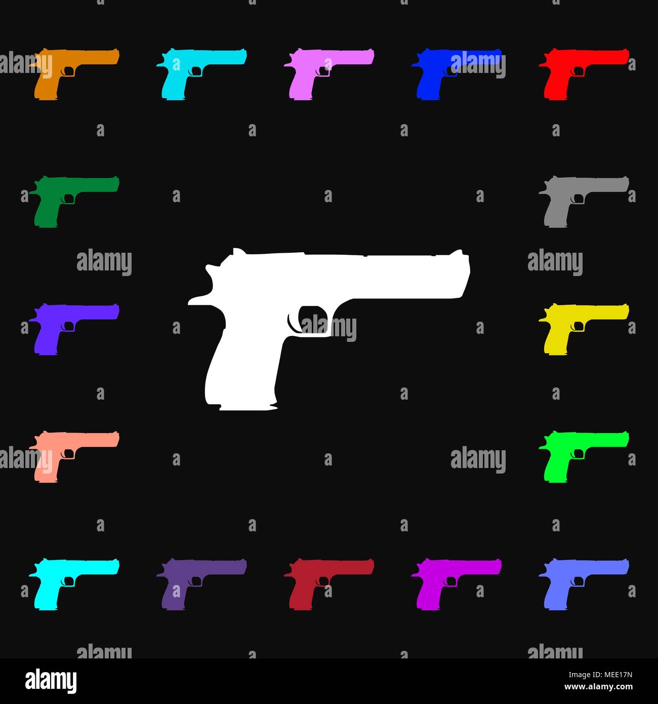 gun icon sign. Lots of colorful symbols for your design. Vector ...