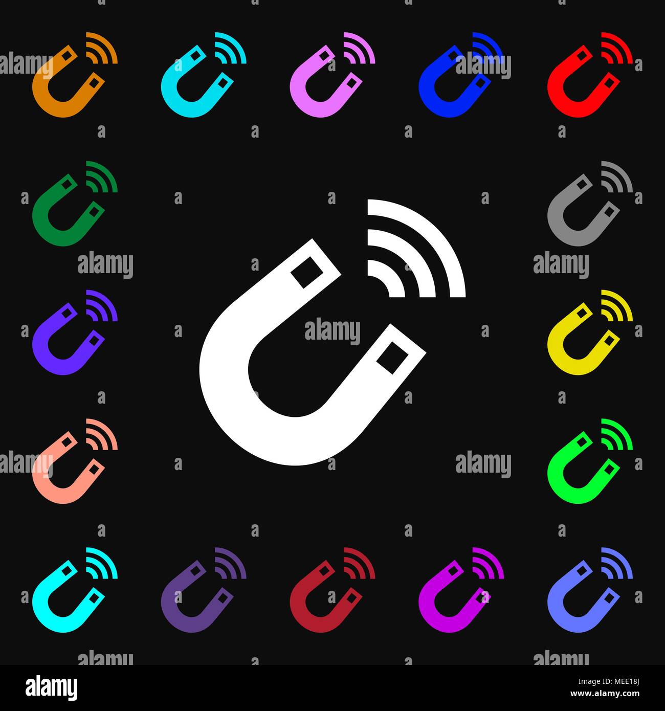 Magnet icon sign. Lots of colorful symbols for your design. Vector ...