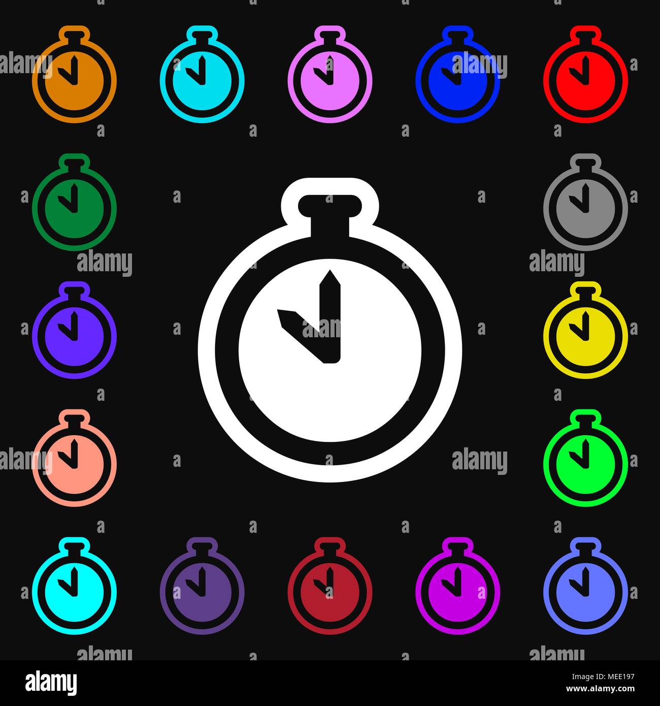 The stopwatch icon sign. Lots of colorful symbols for your design ...