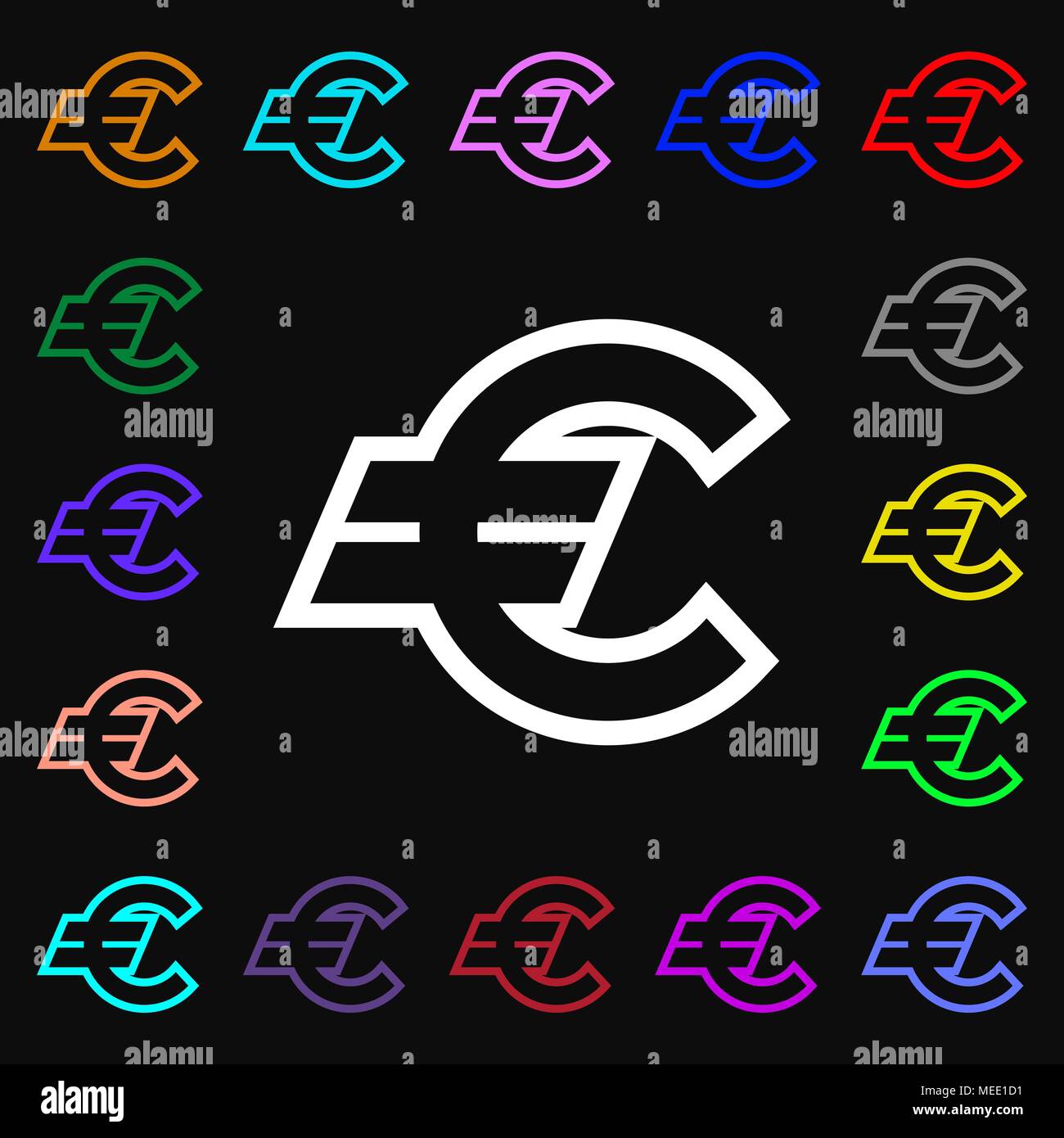 Euro EUR icon sign. Lots of colorful symbols for your design. Vector ...