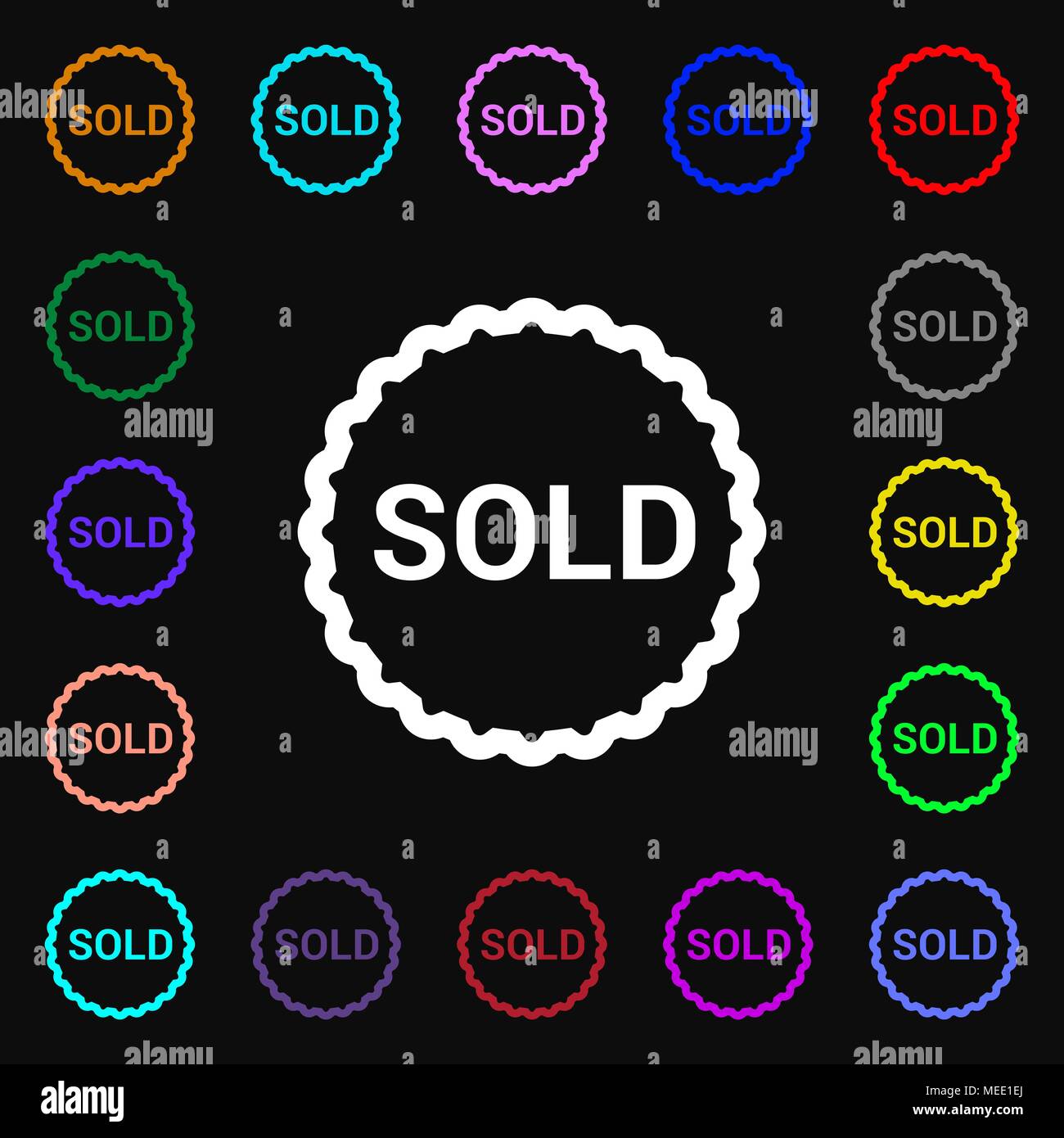 Sold icon sign. Lots of colorful symbols for your design. Vector ...