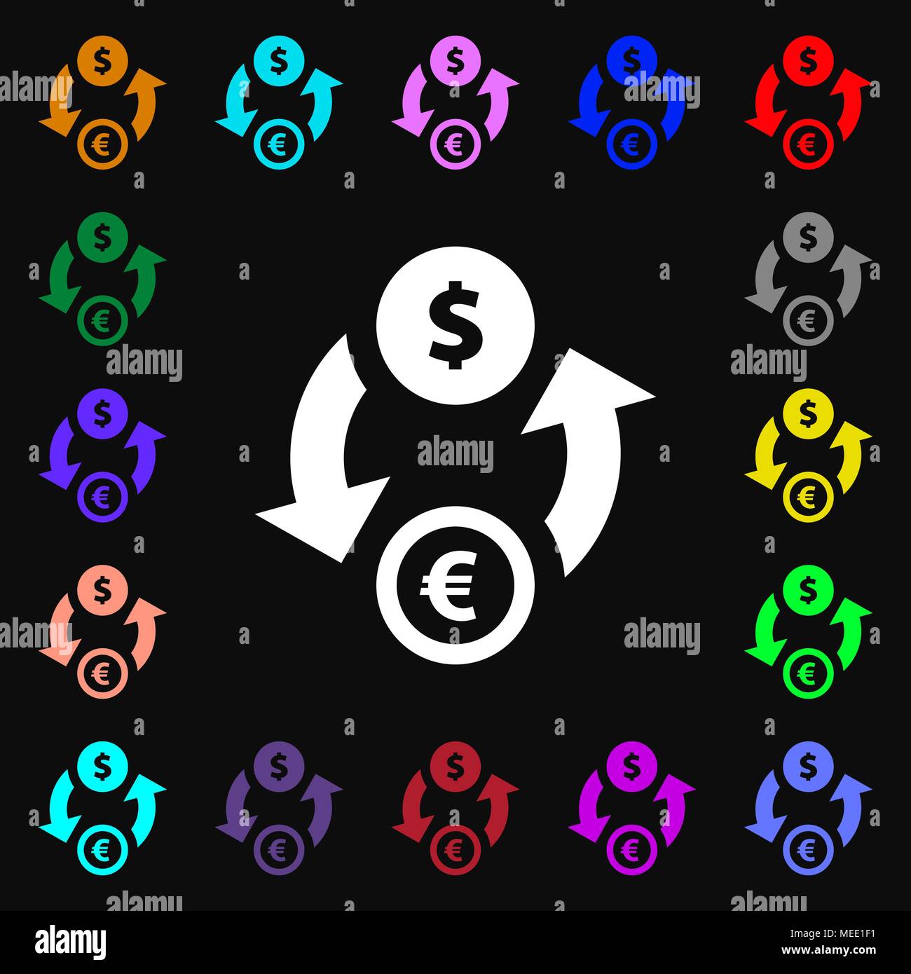 Currency exchange icon sign. Lots of colorful symbols for your design ...