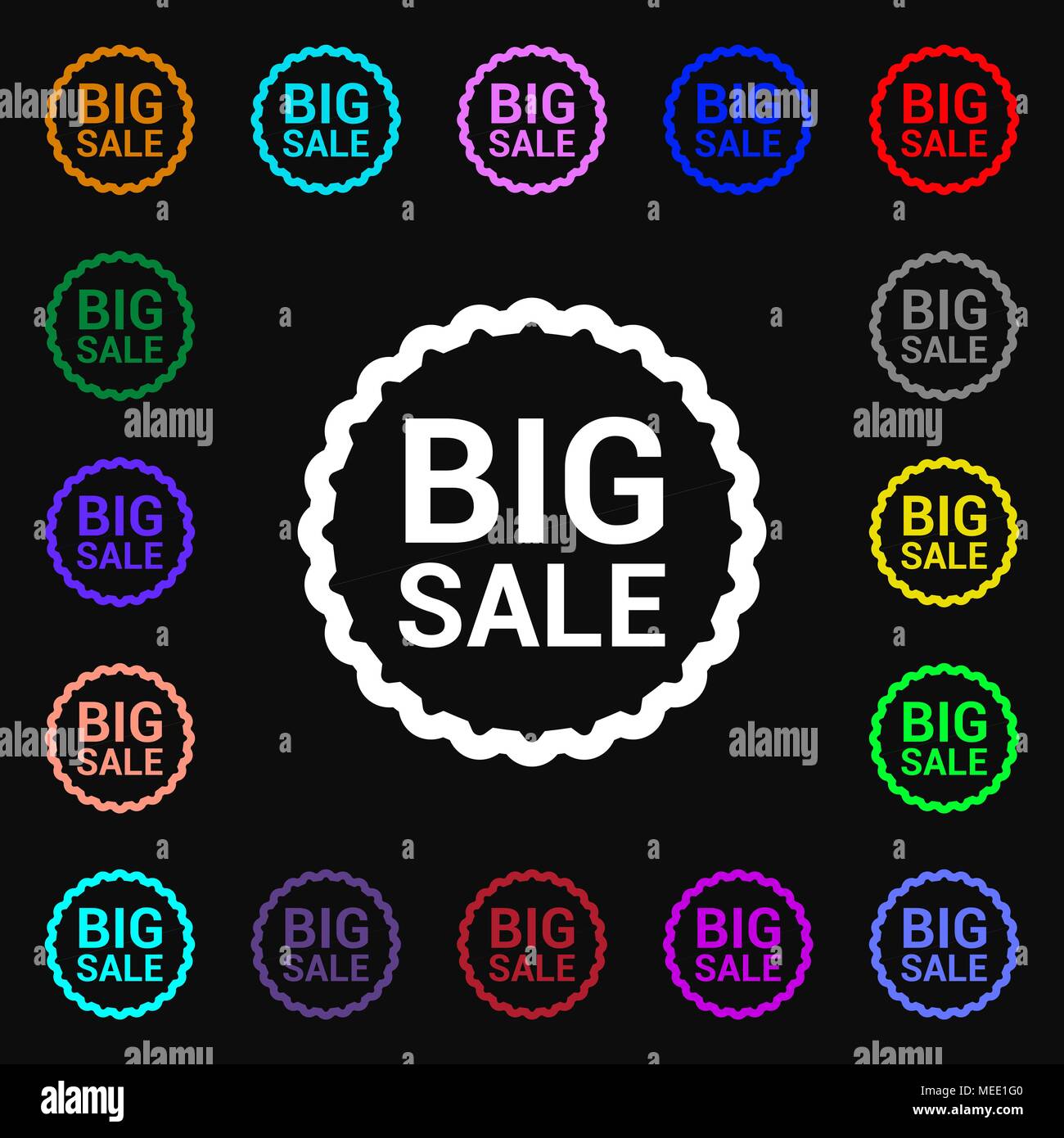 Big sale icon sign. Lots of colorful symbols for your design. Vector ...