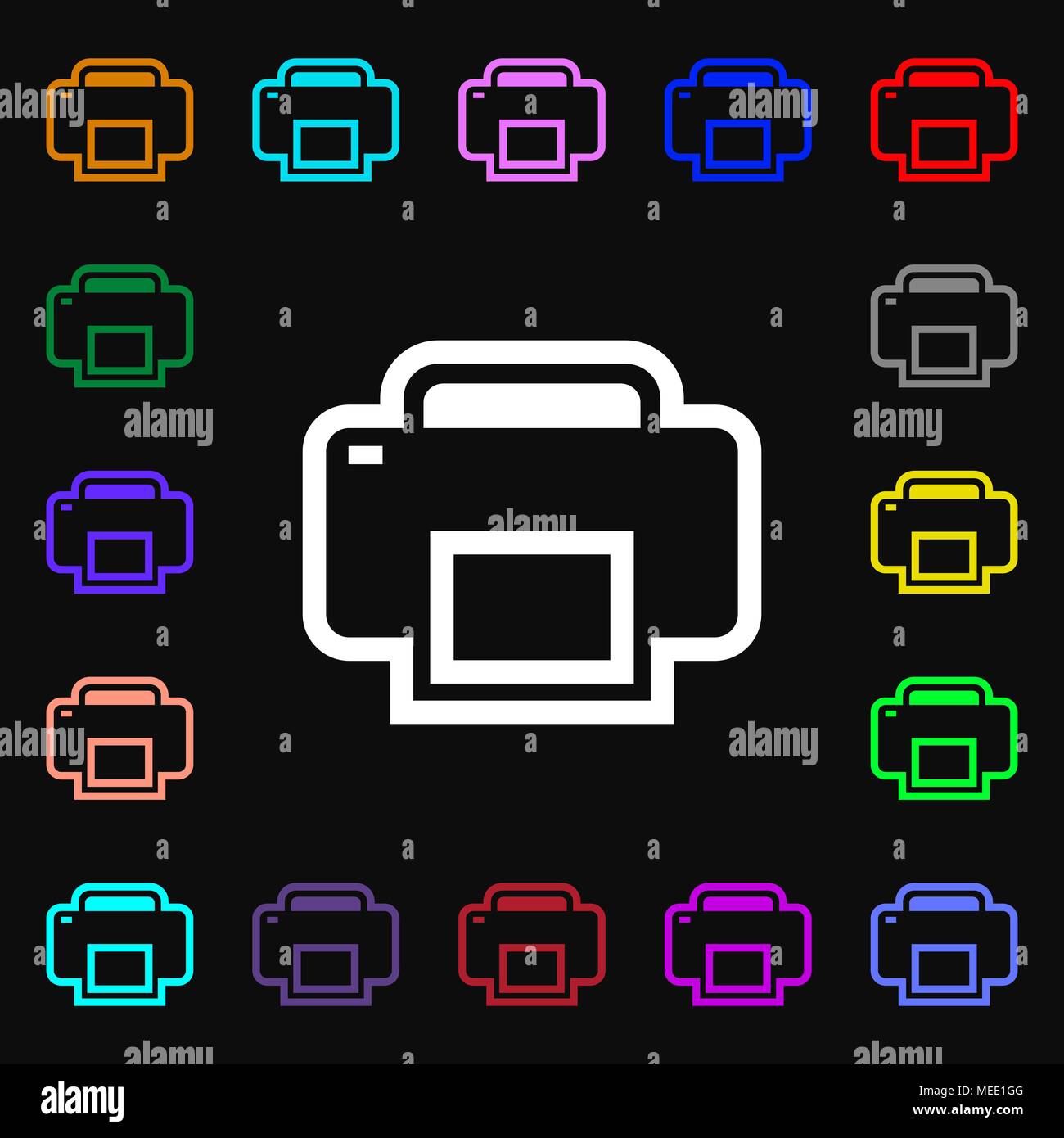 Printing icon sign. Lots of colorful symbols for your design. Vector ...