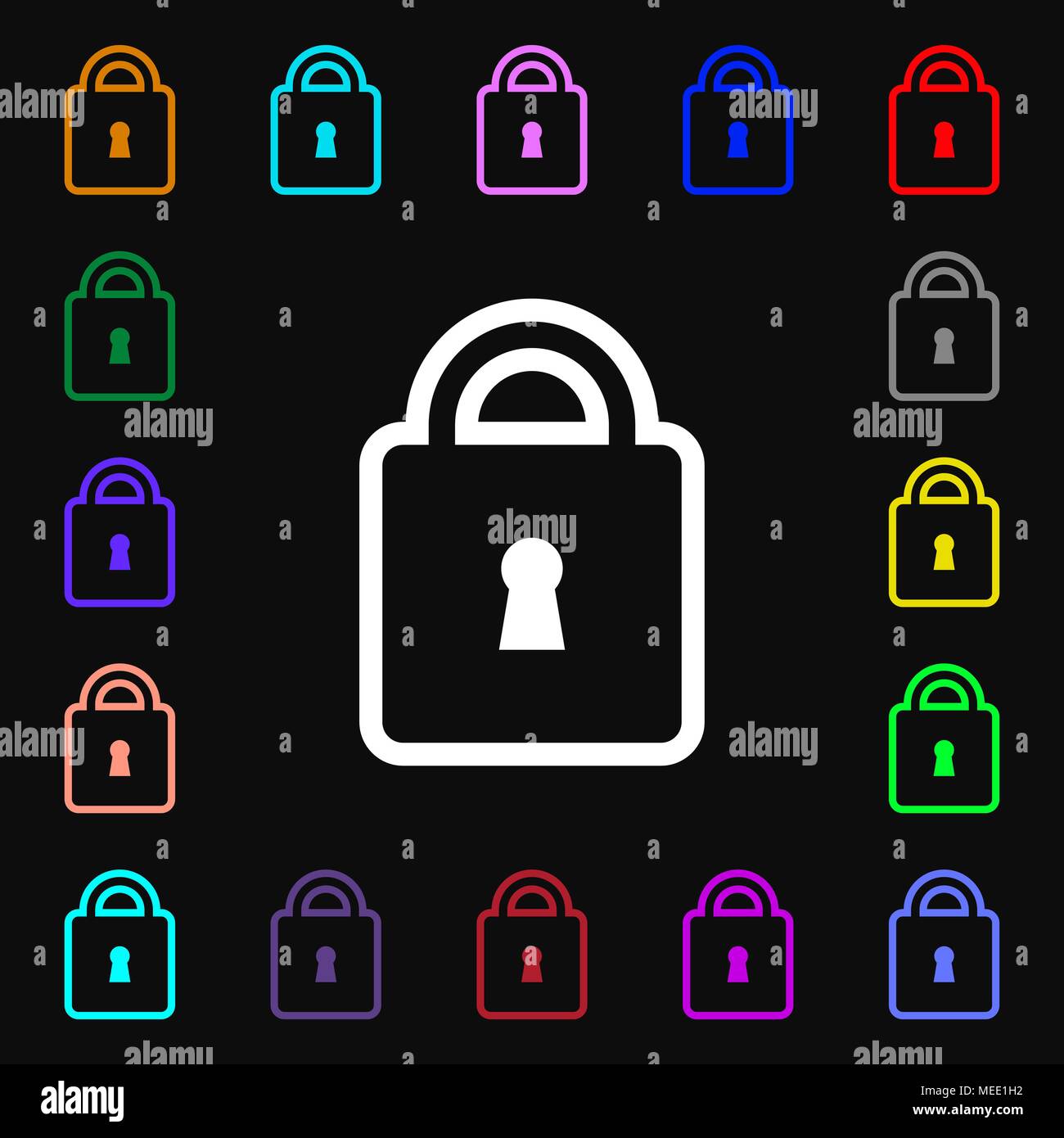 Lock icon sign. Lots of colorful symbols for your design. Vector ...