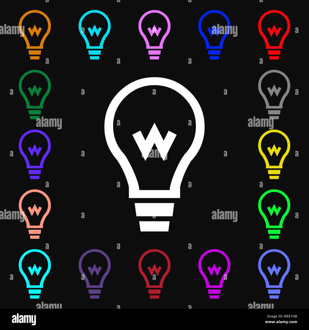 Light bulb icon sign. Lots of colorful symbols for your design. Vector ...