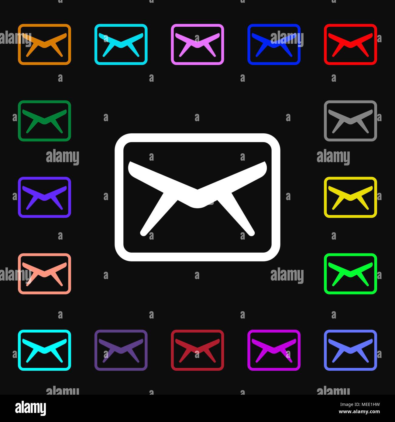 Mail, Envelope, Message icon sign. Lots of colorful symbols for your ...